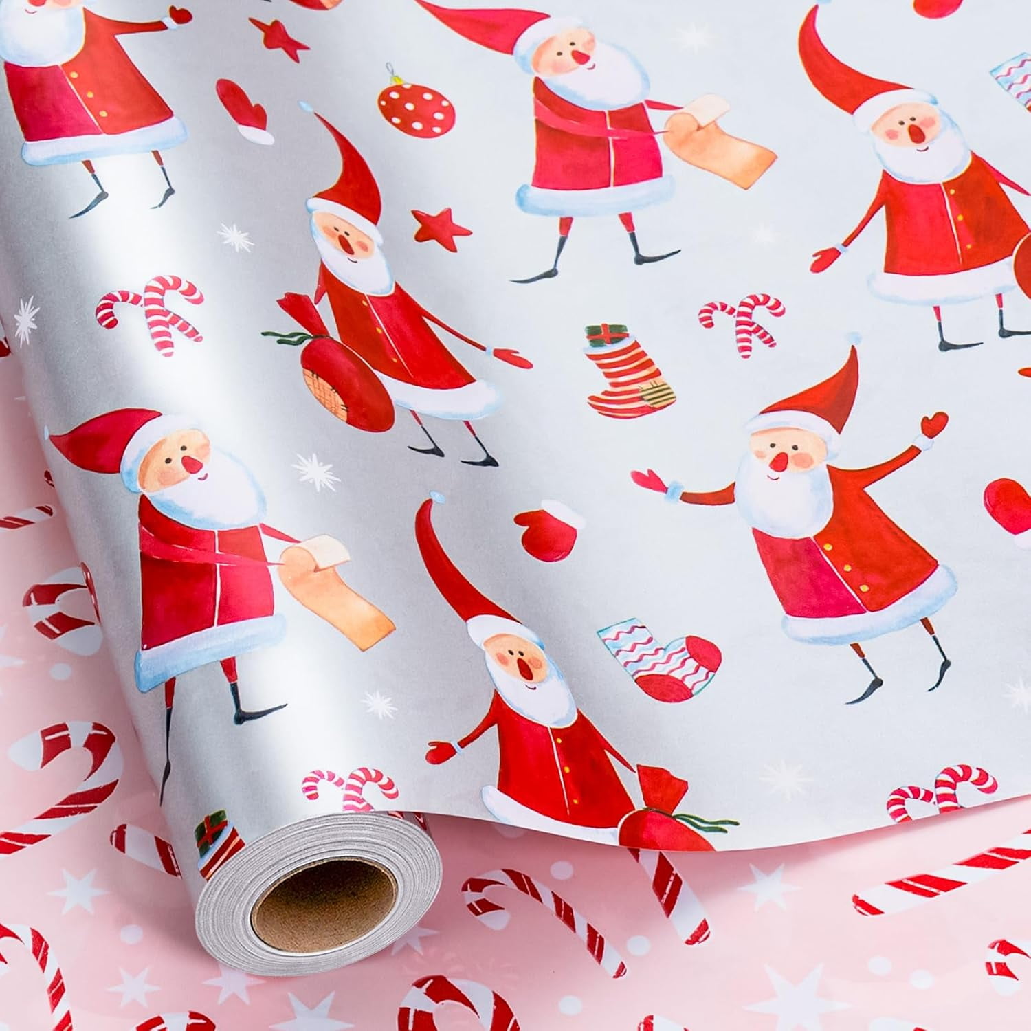 Gnome Christmas Wrapping Paper, Cute Gnome Gift Wrap Roll, Metallic ...