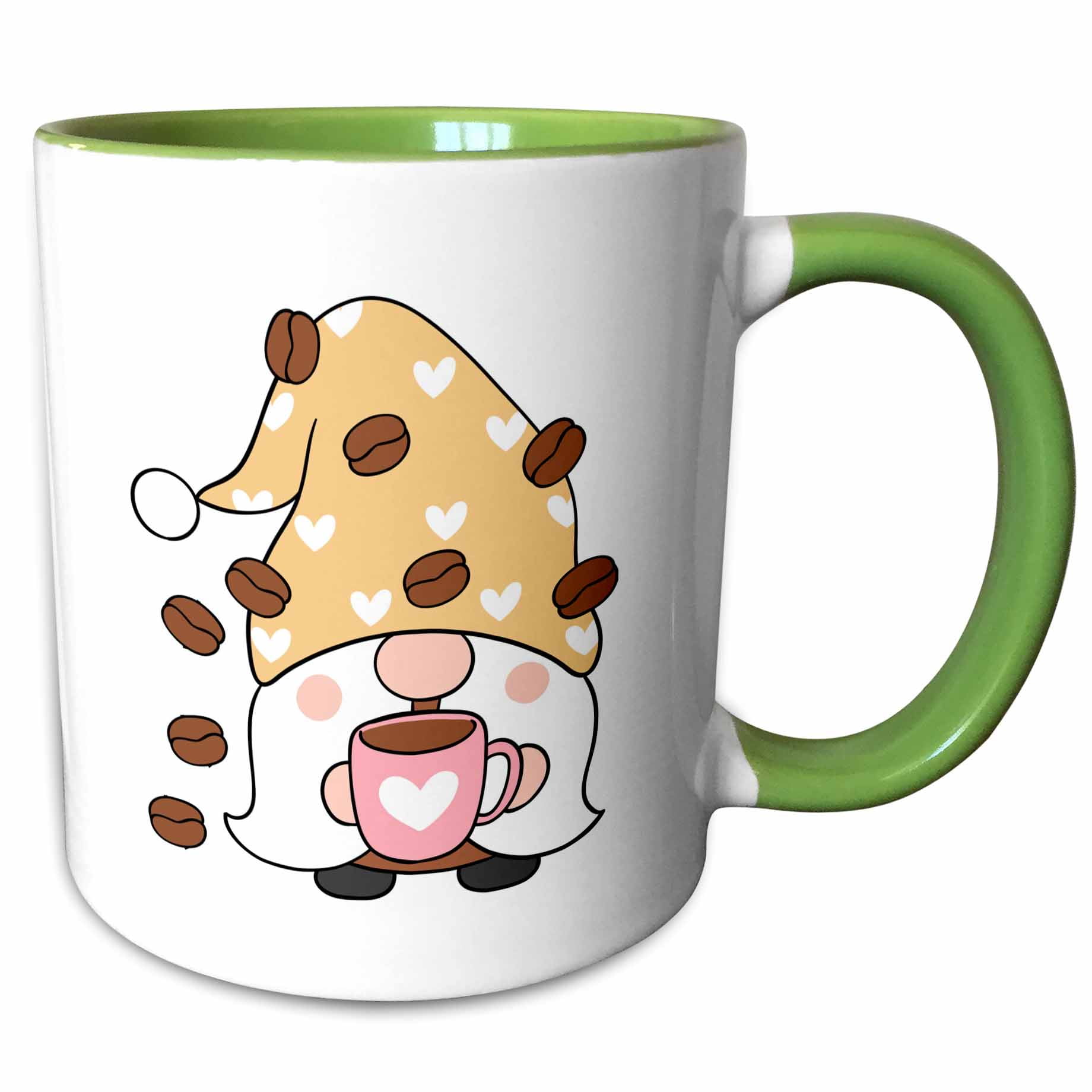 3drose, Gnome Coffee Lover Coffee Bean Cap with Hearts, 3dramm, 15oz ...