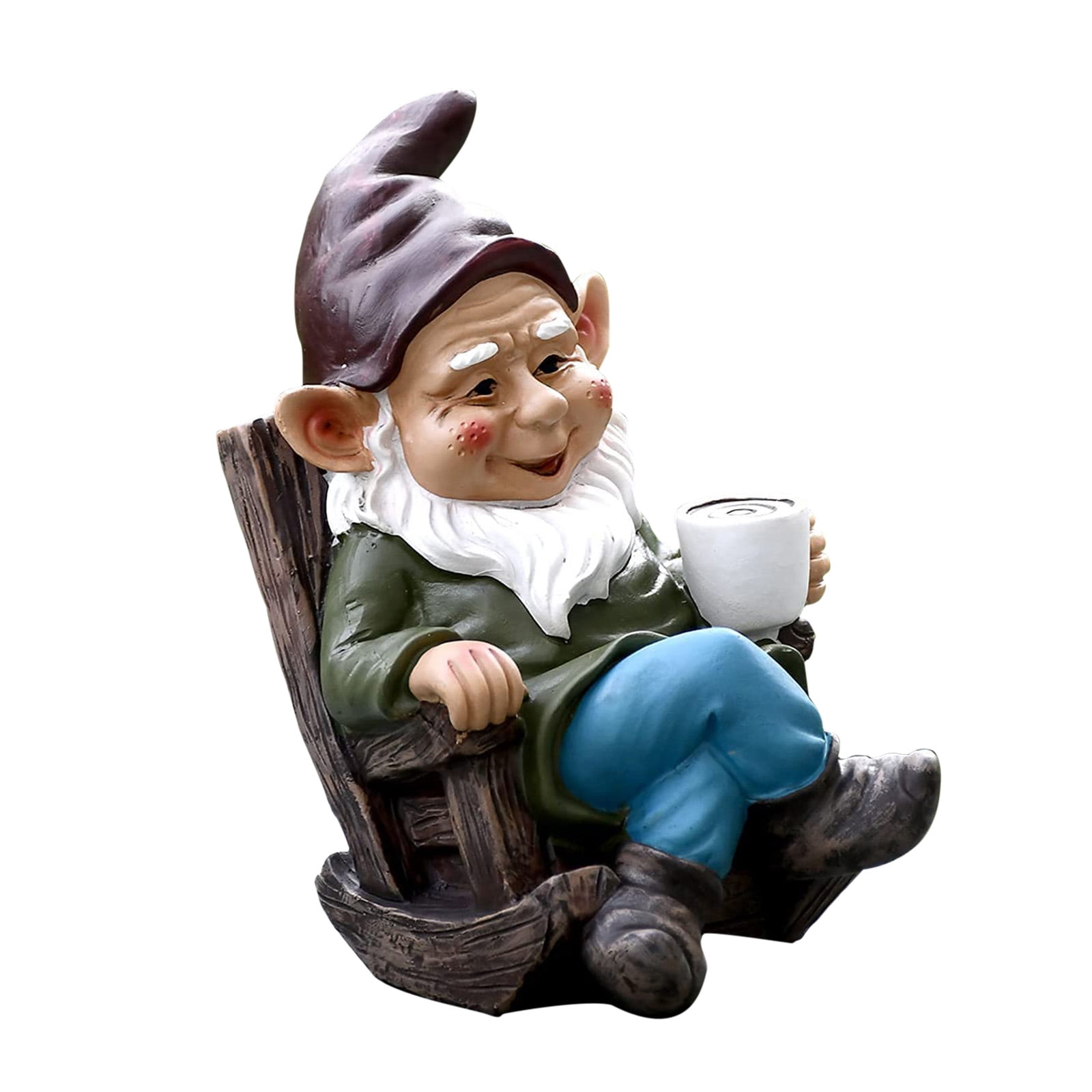 Gnome Dwarf Rocking Chair Ornament Resin Decorative Design Patio ...