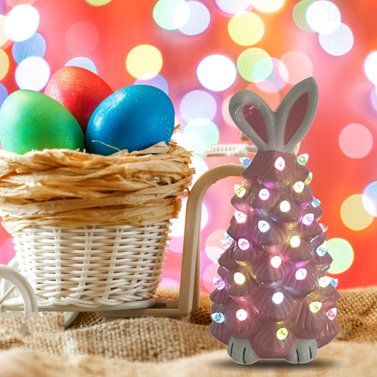 Gnome Easter Ceramic Tree,Light-Up Bunny Gnome Easter Decorations,Bunny ...