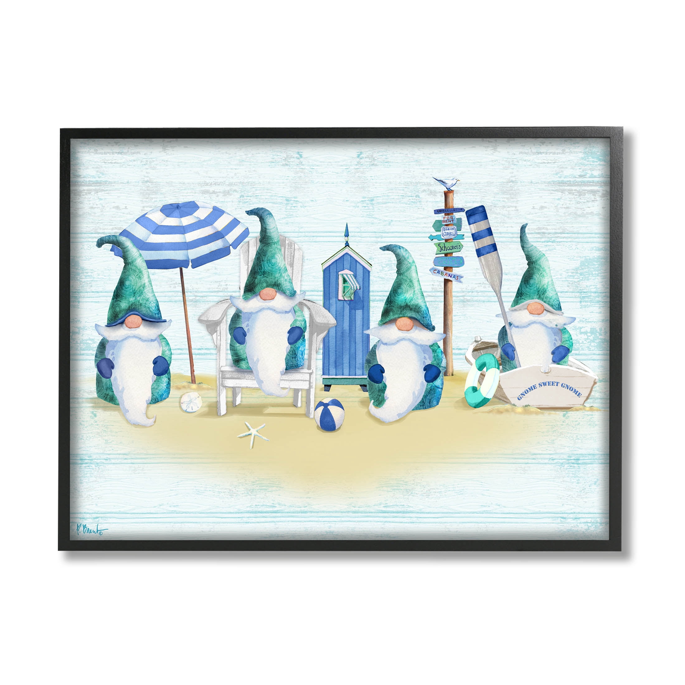 Gnome Family Nautical Scene Fairy Tales & Fantasy Graphic Art Black ...