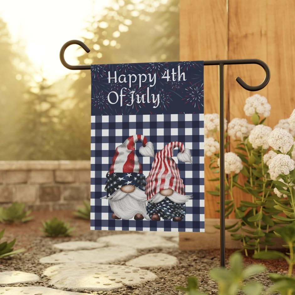 Gnome Firework Happy 4th Of July Patriotic Independence Day Garden Flag ...