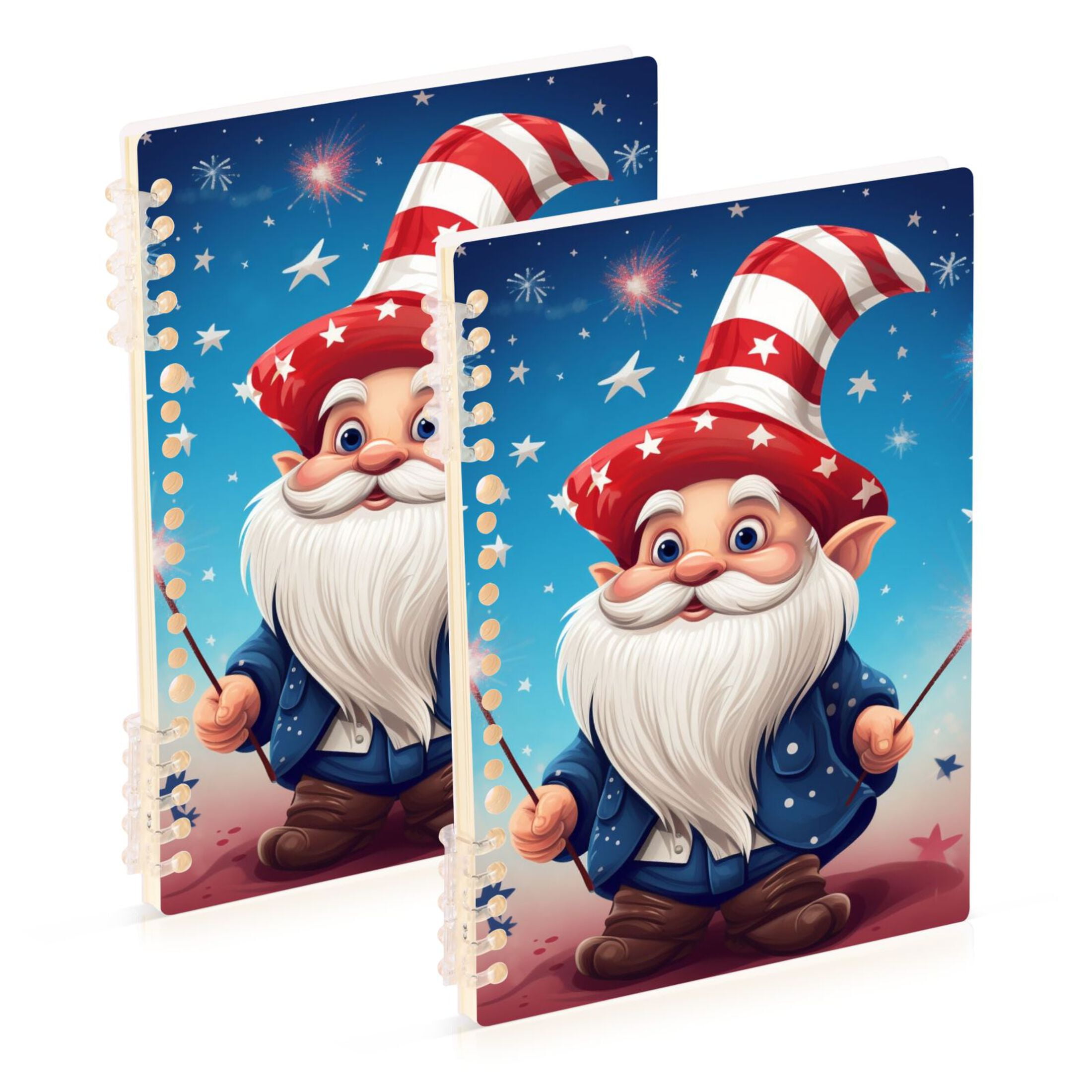 Gnome Fireworks American Flags Ring Binder Notebook Journey Note Diary ...