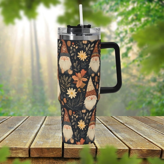 Gnome Forest 40oz Stainless Steel Tumbler With Handle and Straw, Cute ...