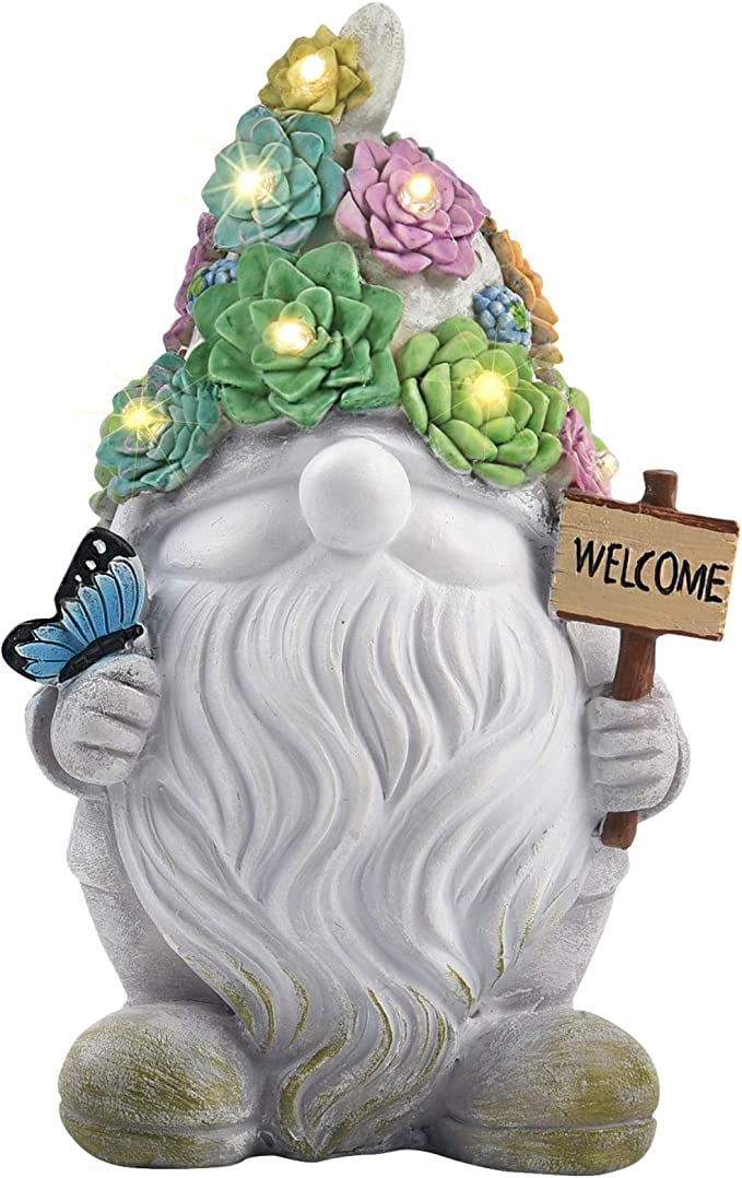 Gnome Garden Statues Outdoor Decor, Solar Gnome Figurines Lights for ...