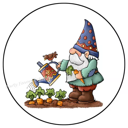 Gnome Gardener Watering Flowers Sticker Party Favors Sticker Envelope ...
