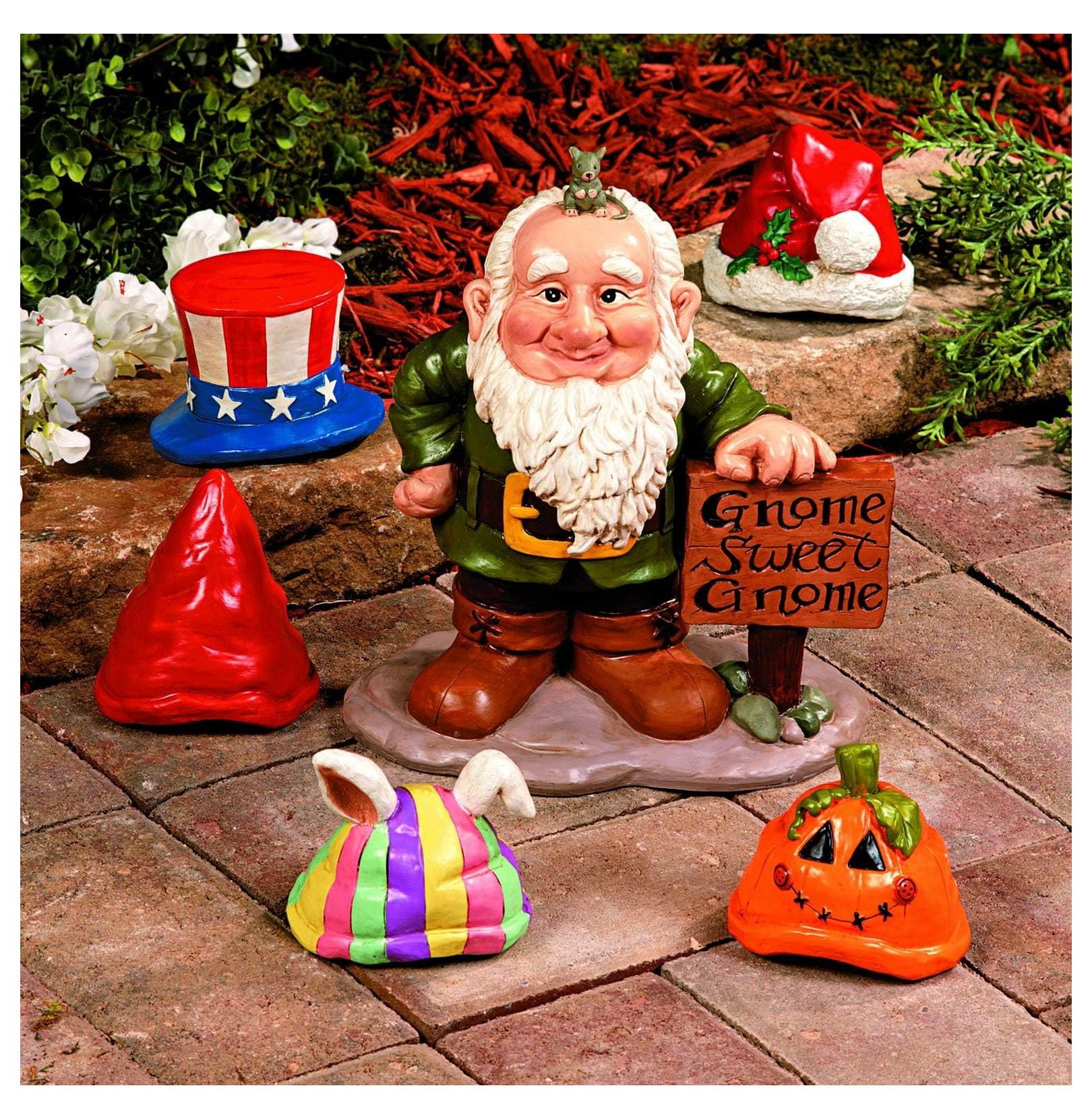 Gnome Greeter Garden Statue W/Hat Assortment Sculpture - Walmart.com