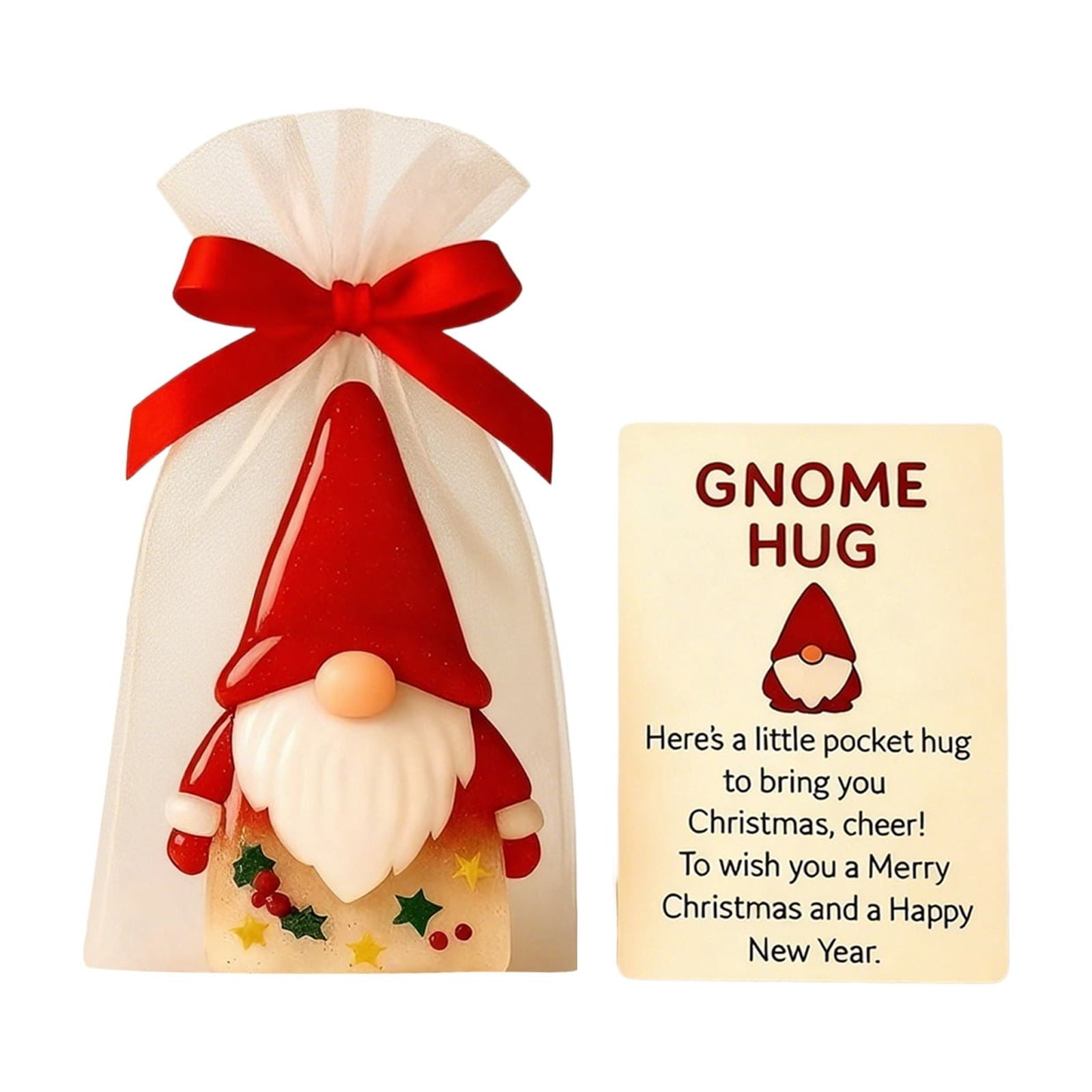 Gnome Hug Christmas Gift Pocket Ornament, Snowman And Tree Pattern With ...