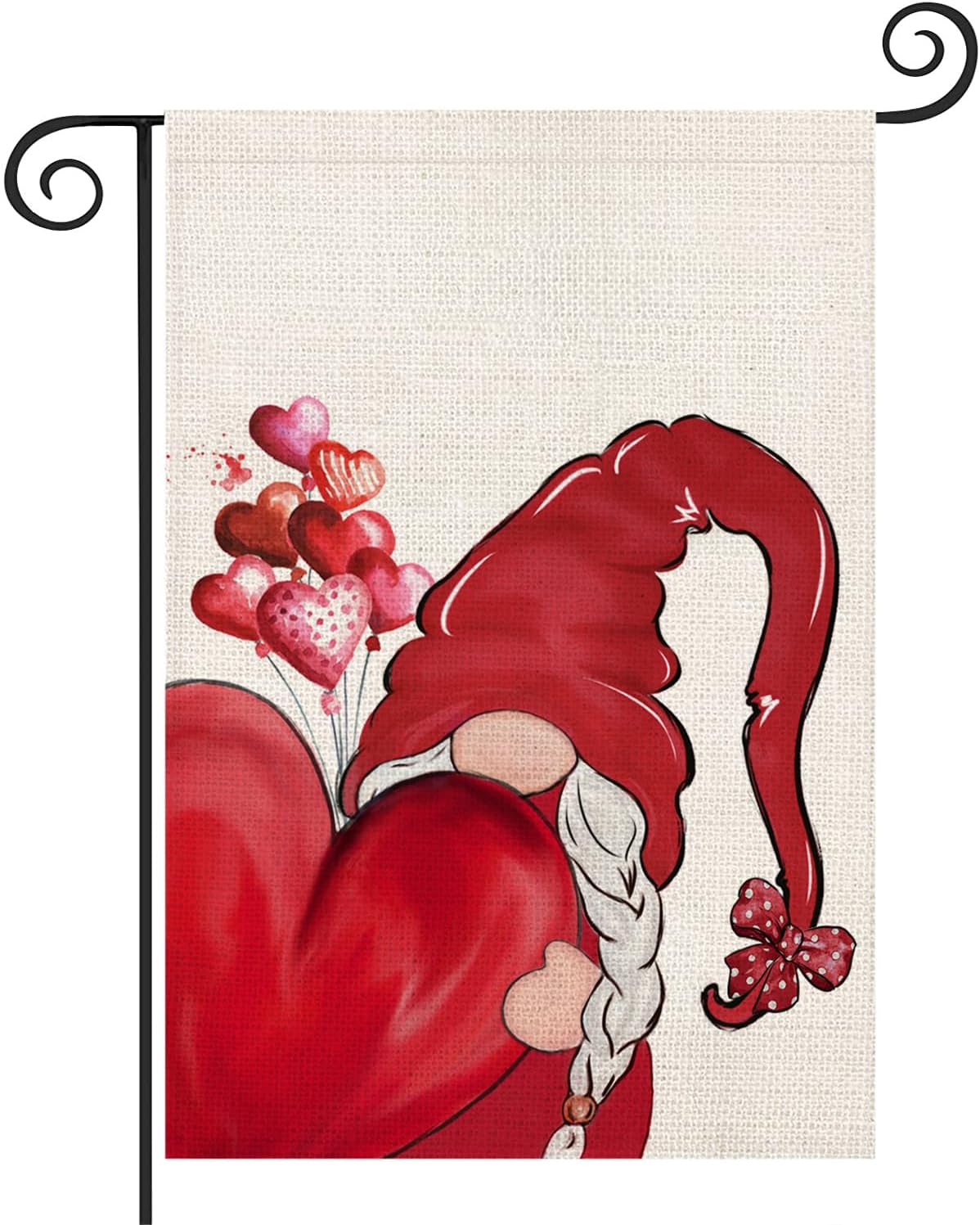 Gnome Love Heart Valentines Day Garden Flag Vertical Double Sided ...