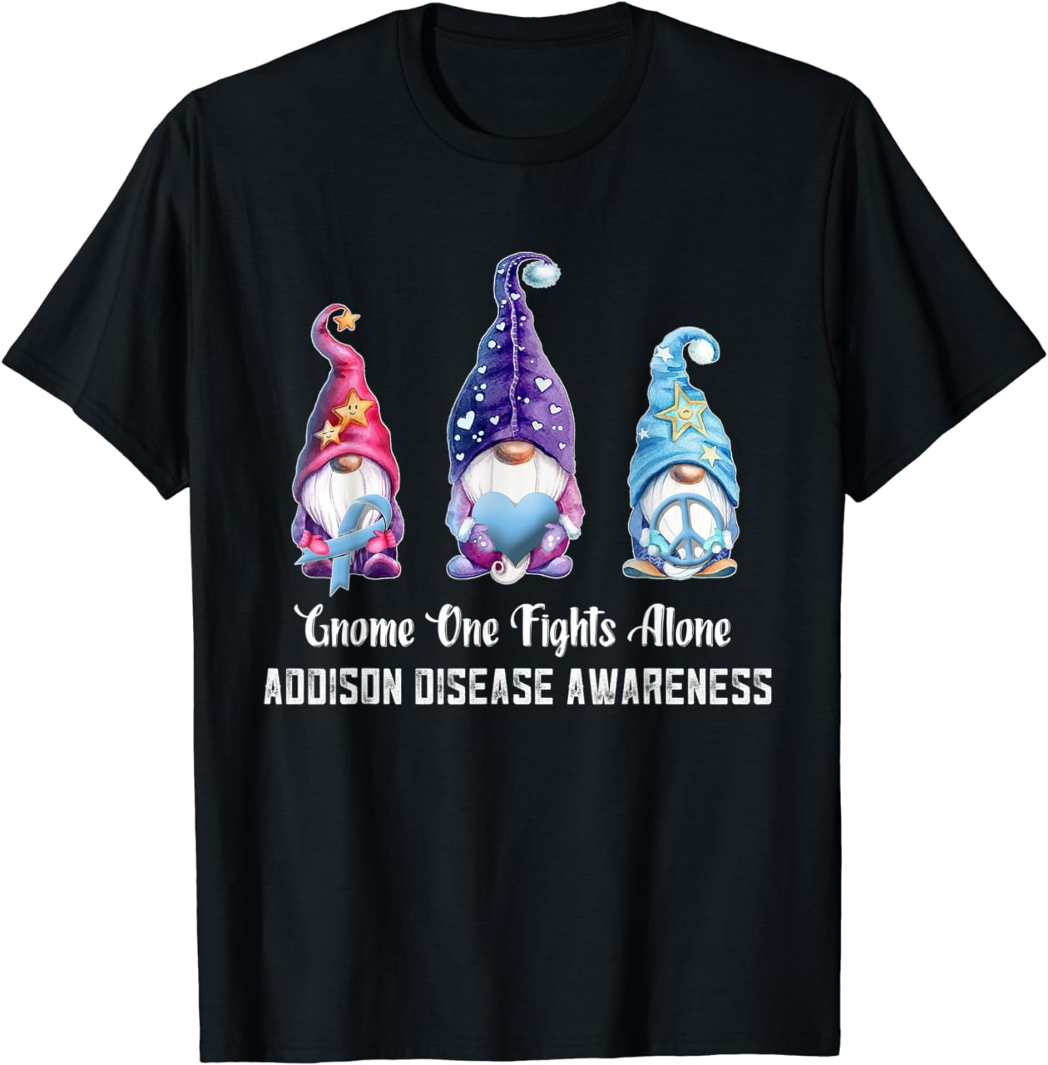 Gnome One Fights Alone Addison disease Awareness T-Shirt - Walmart.com