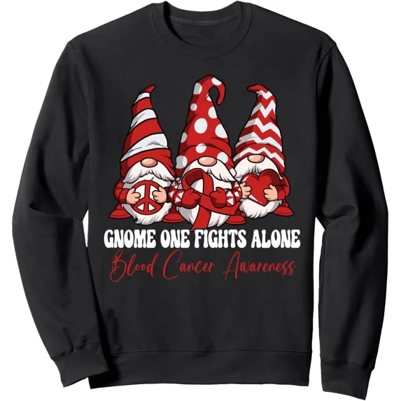 Gnome One Fights Alone Blood Cancer Awareness Support Ribbon Strong ...