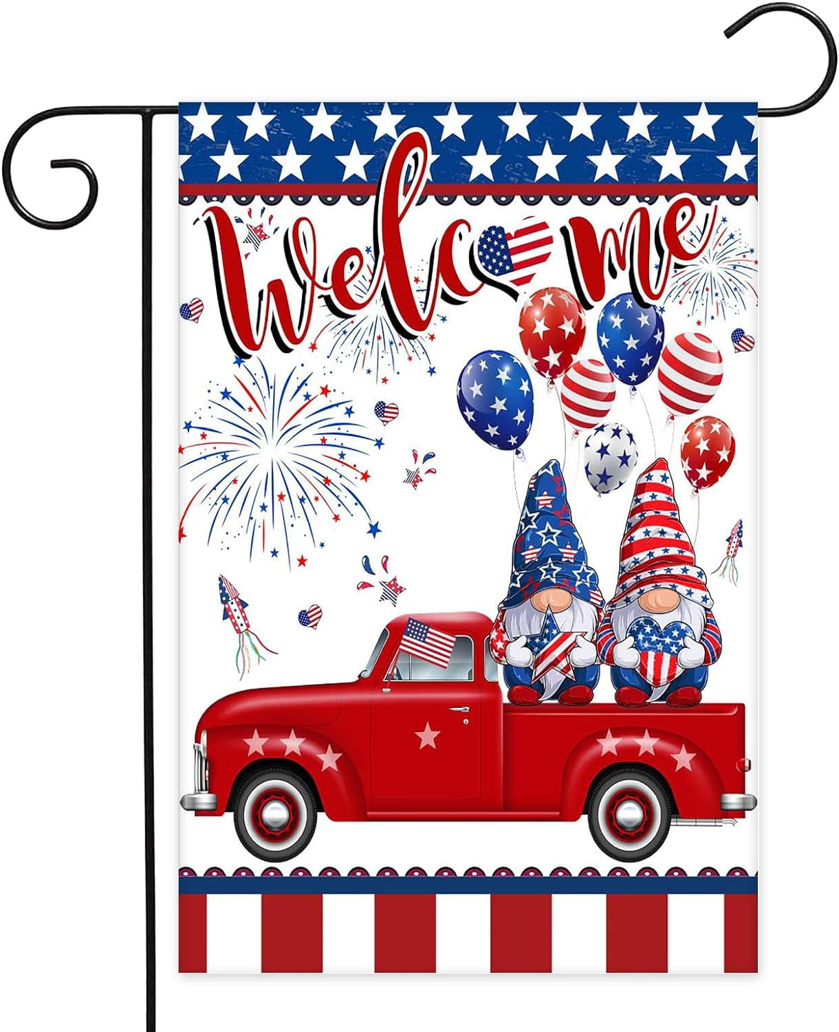 Gnome Patriotic Theme Garden Flag American USA Veterans Memorial ...