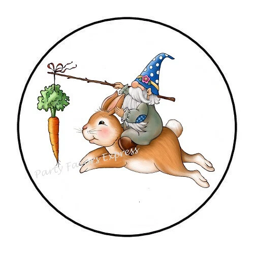 Gnome Riding Bunny Easter Stickers Party Favors Phone Decal Water ...