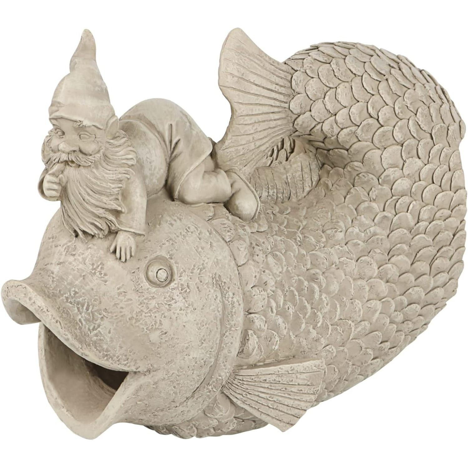 Gnome-Riding-Fish Downspout Extension Statue Outdoor Gutter Splash ...