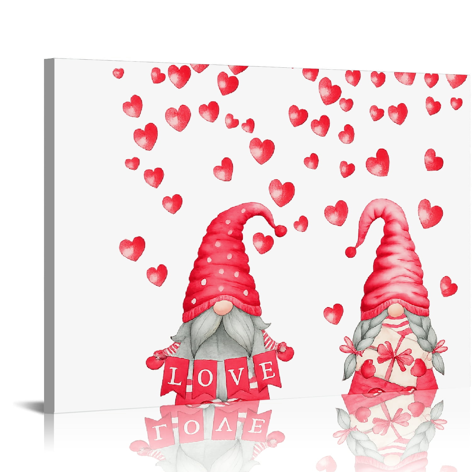 Gnome Romantic Red Hearts Canvas Print Wall Decorations, Canvas Wall ...