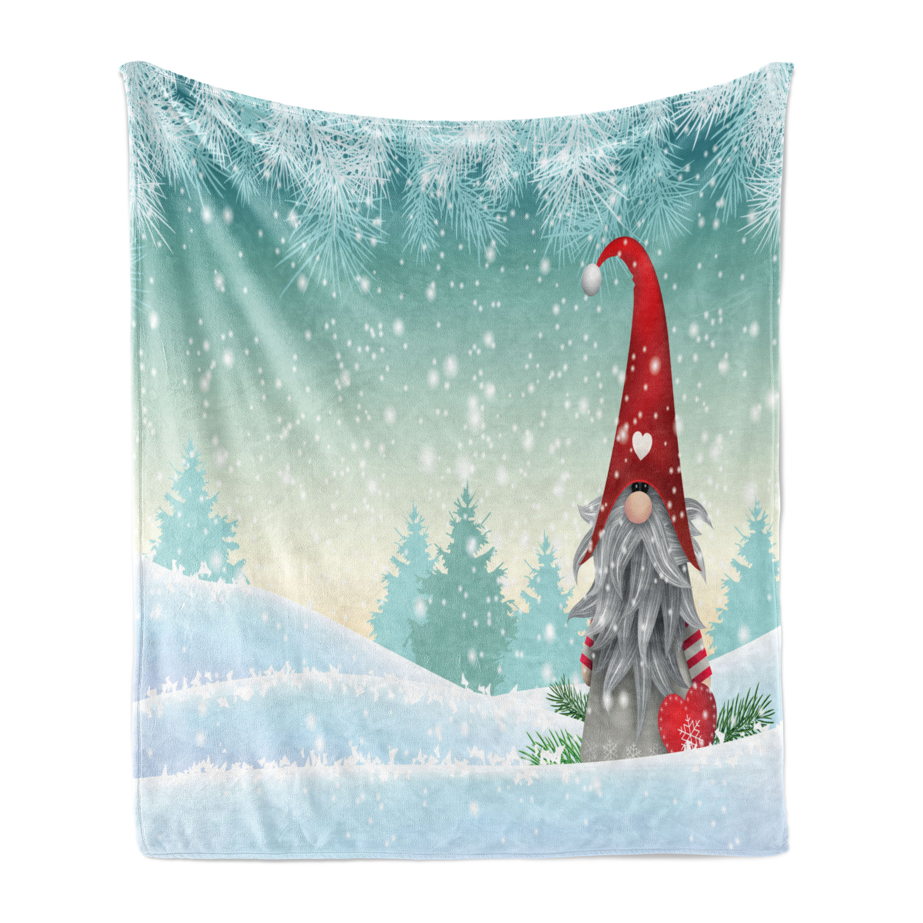 Gnome Soft Flannel Fleece Throw Blanket, Elf Tomte Standing on Snow on ...