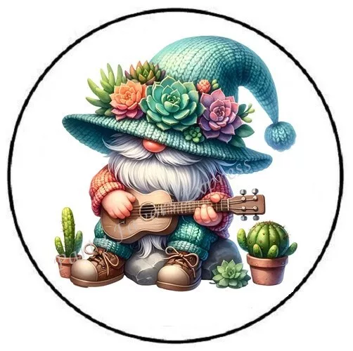 Gnome With Succulents Playing Guitar Sticker Party Favors Sticker ...