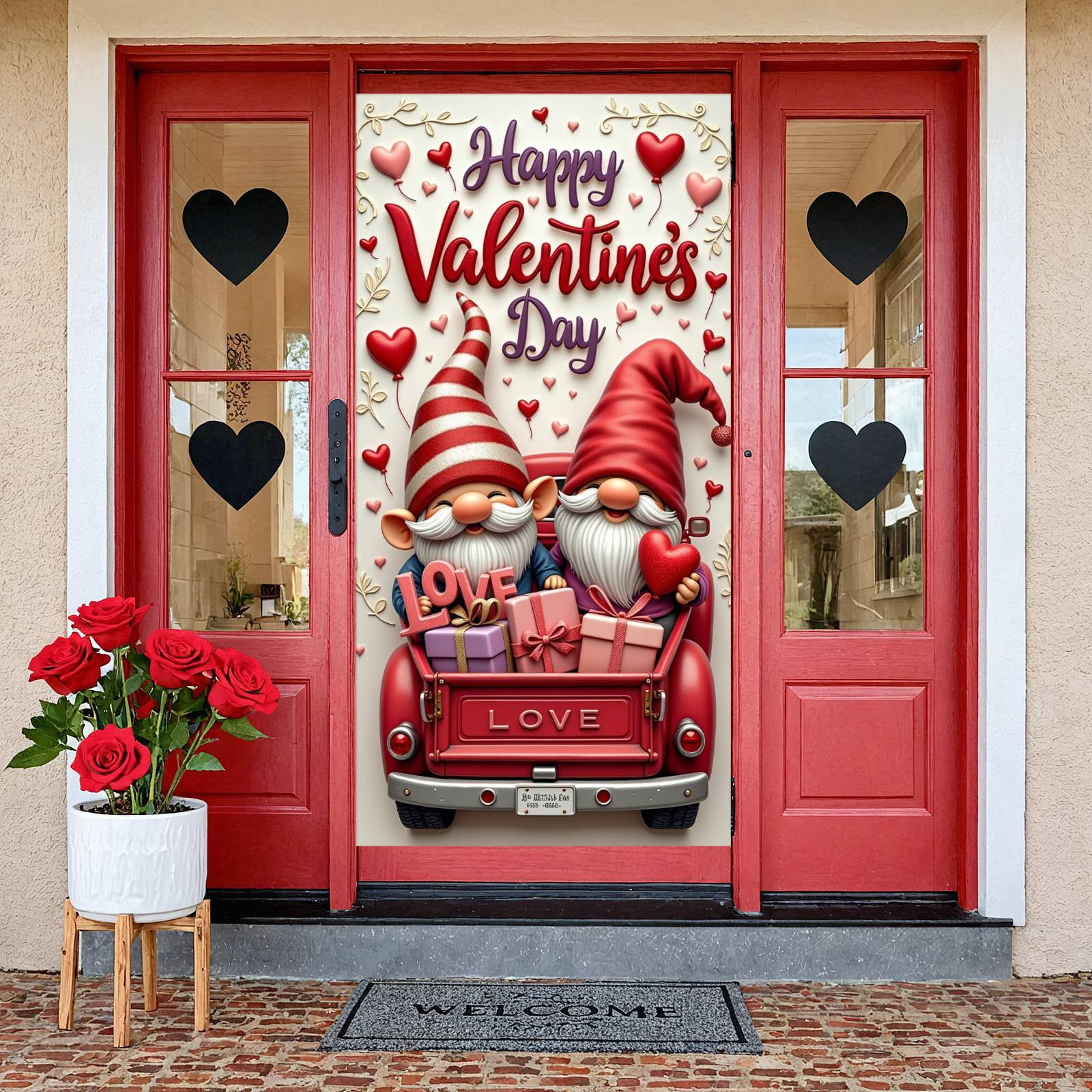 Gnome Theme Happy Valentine's Banner Red Purple Romantic Backdrop ...