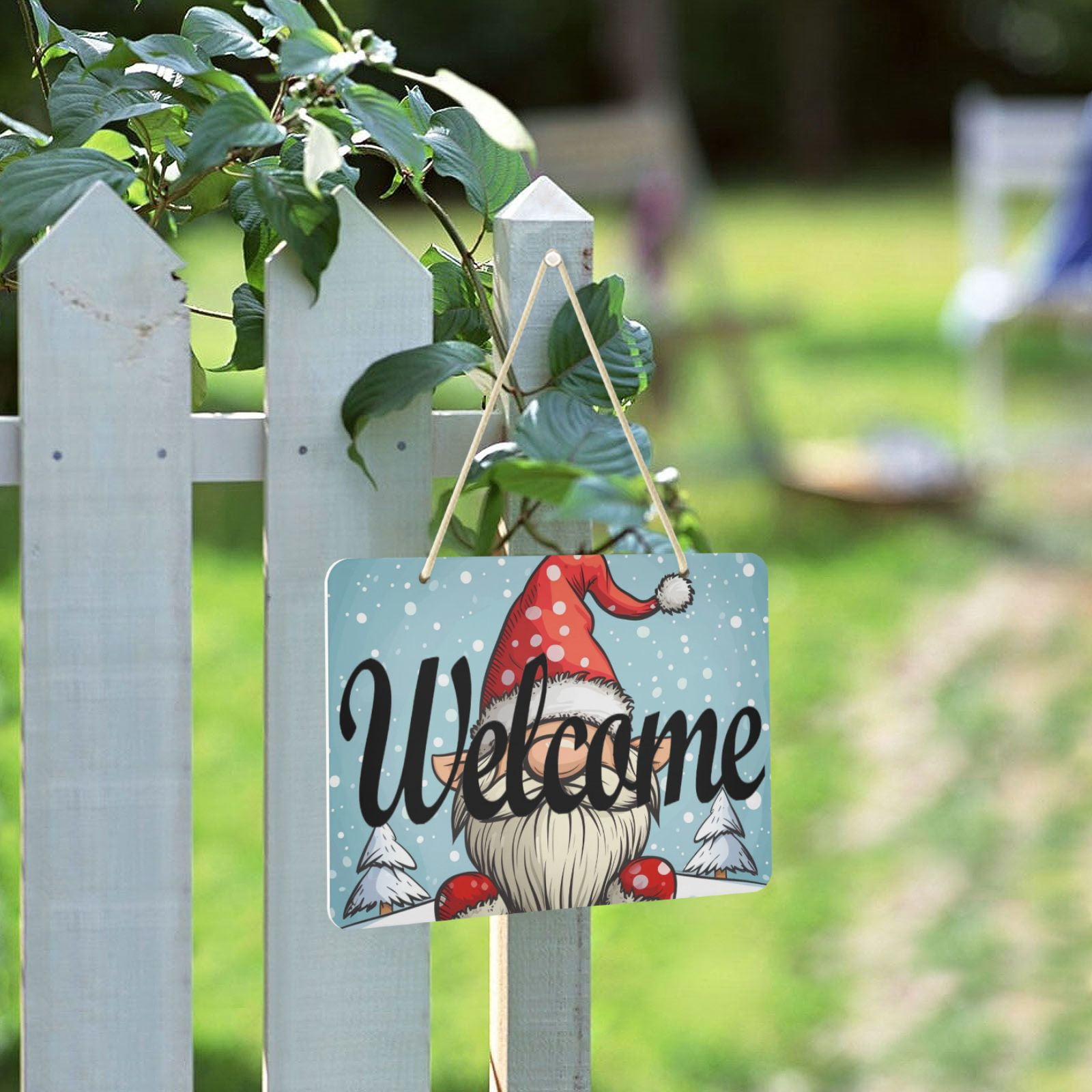 Gnome Trees Snow Welcome Sign for Front Door Porch Wreath Door Sign ...