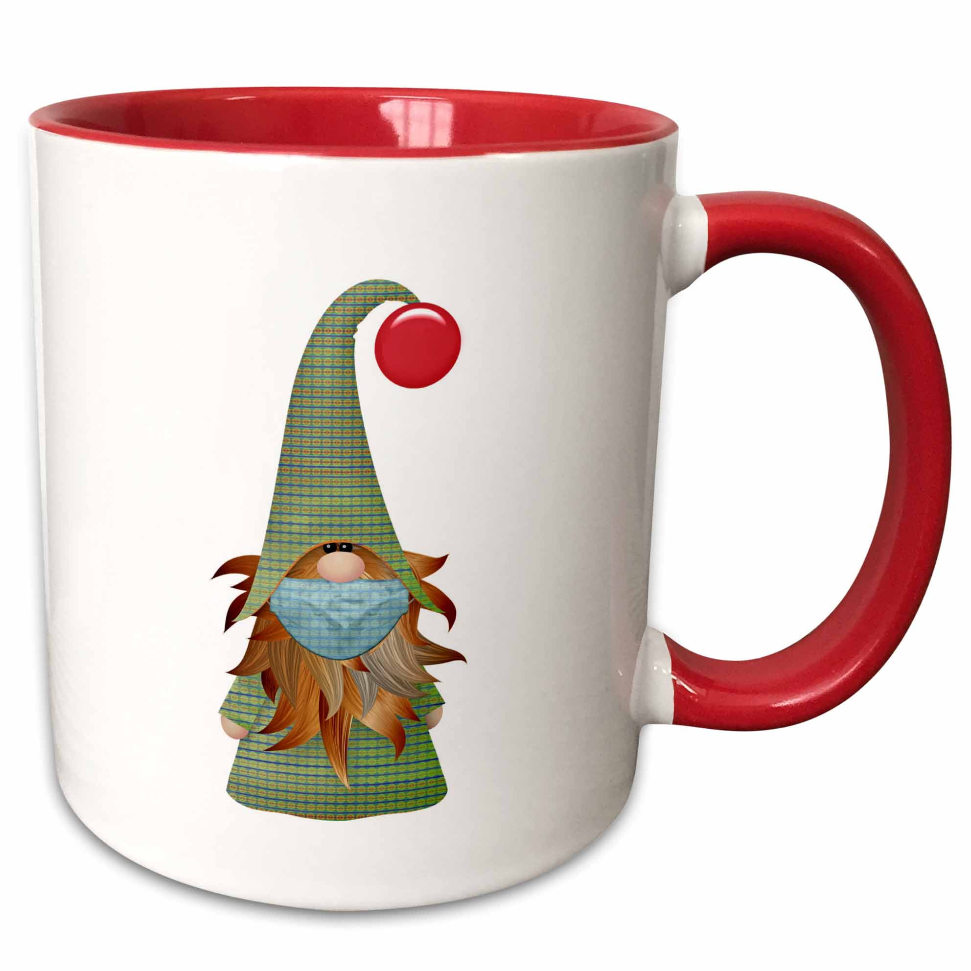 3drose, Gnome Wearing Face Mask Image, Checkered Gnome, 3dramm, 11oz ...