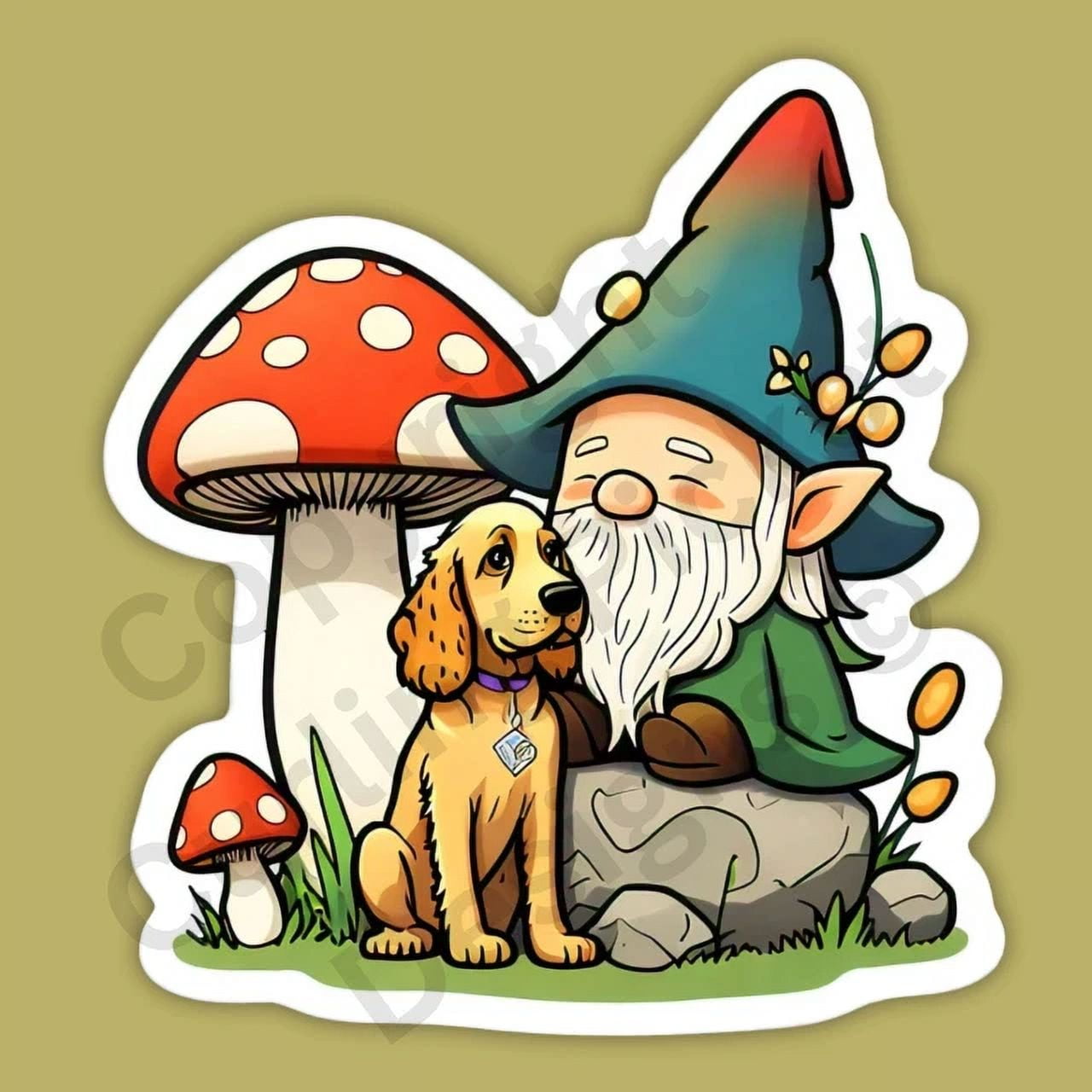 Gnome With Cocker Spaniel Dog Breed Fun Cute Sticker Phone Decal Water ...