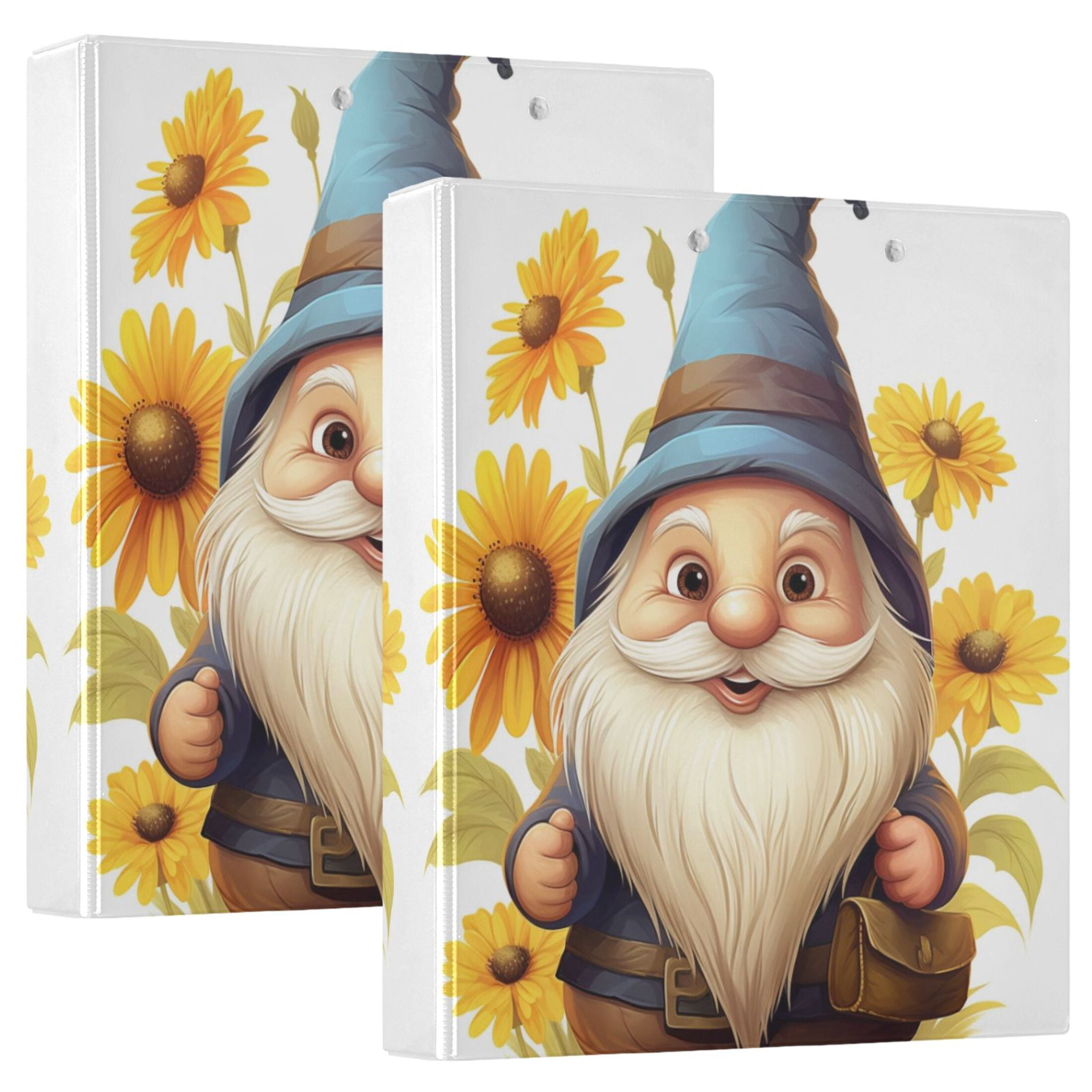 Gnome and Sunflower Hardcover 3 Ring Binder 1.5” Round Rings Binder ...