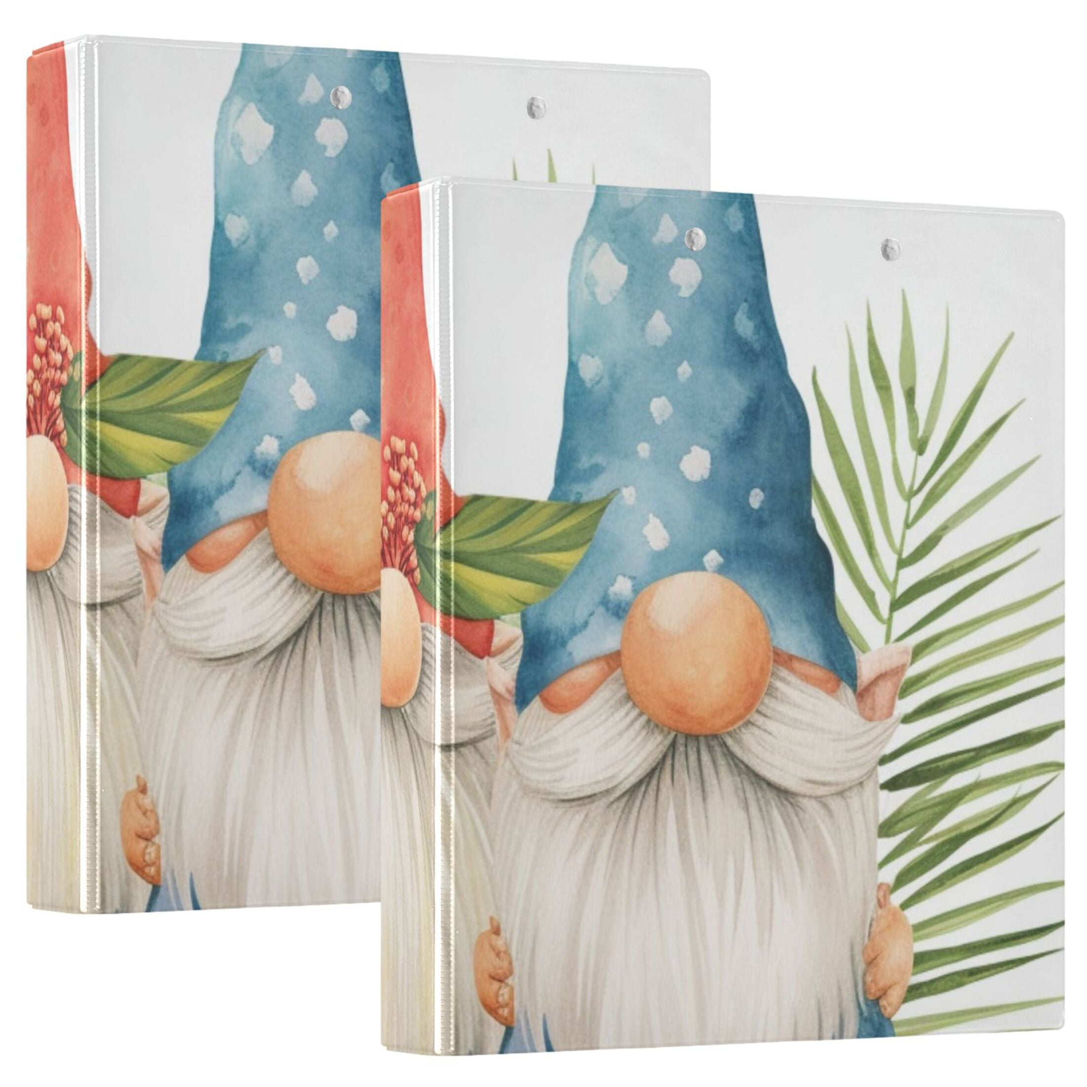 Gnome with Leaves 3 Ring Binders 1.5 inch Hardcover File Folders with Interior Pockets A4 Size ...
