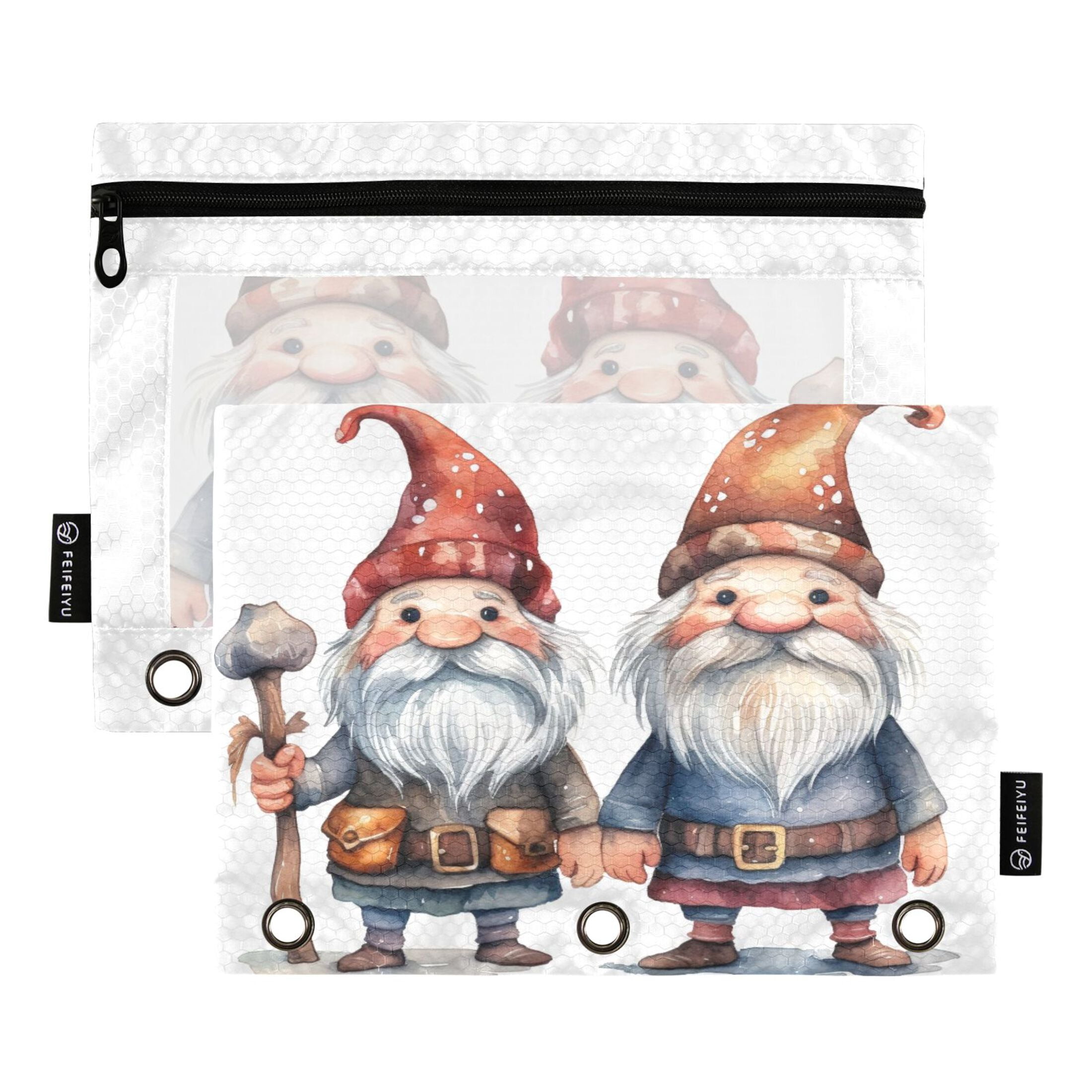 Gnome with Pickaxe 2 Pack Pencil Pouch for 3 Ring Binder Smooth Zipper ...