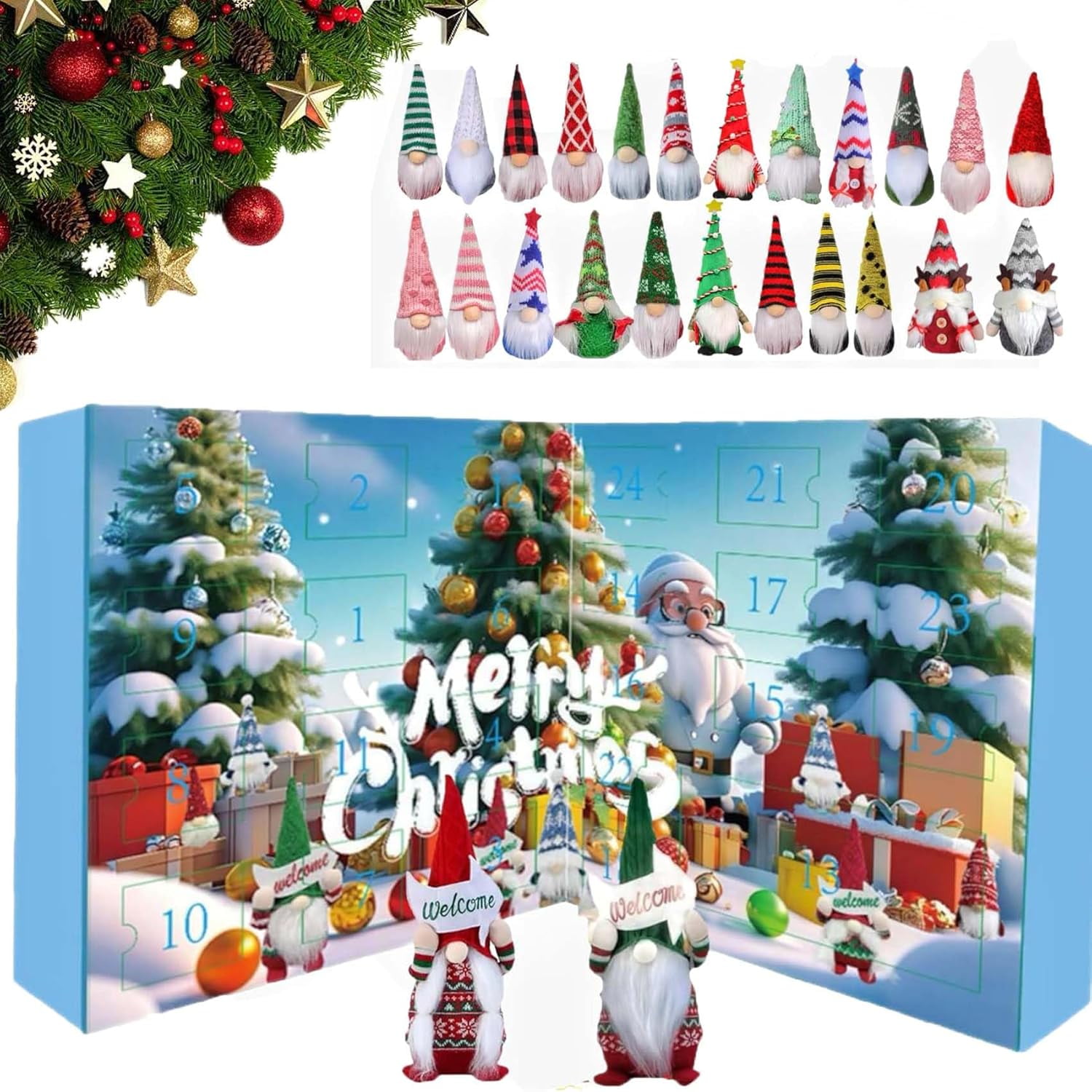 Gnomes Advent Calendars 2025, 24pcs Christmas Gnomes Countdown Calendar ...