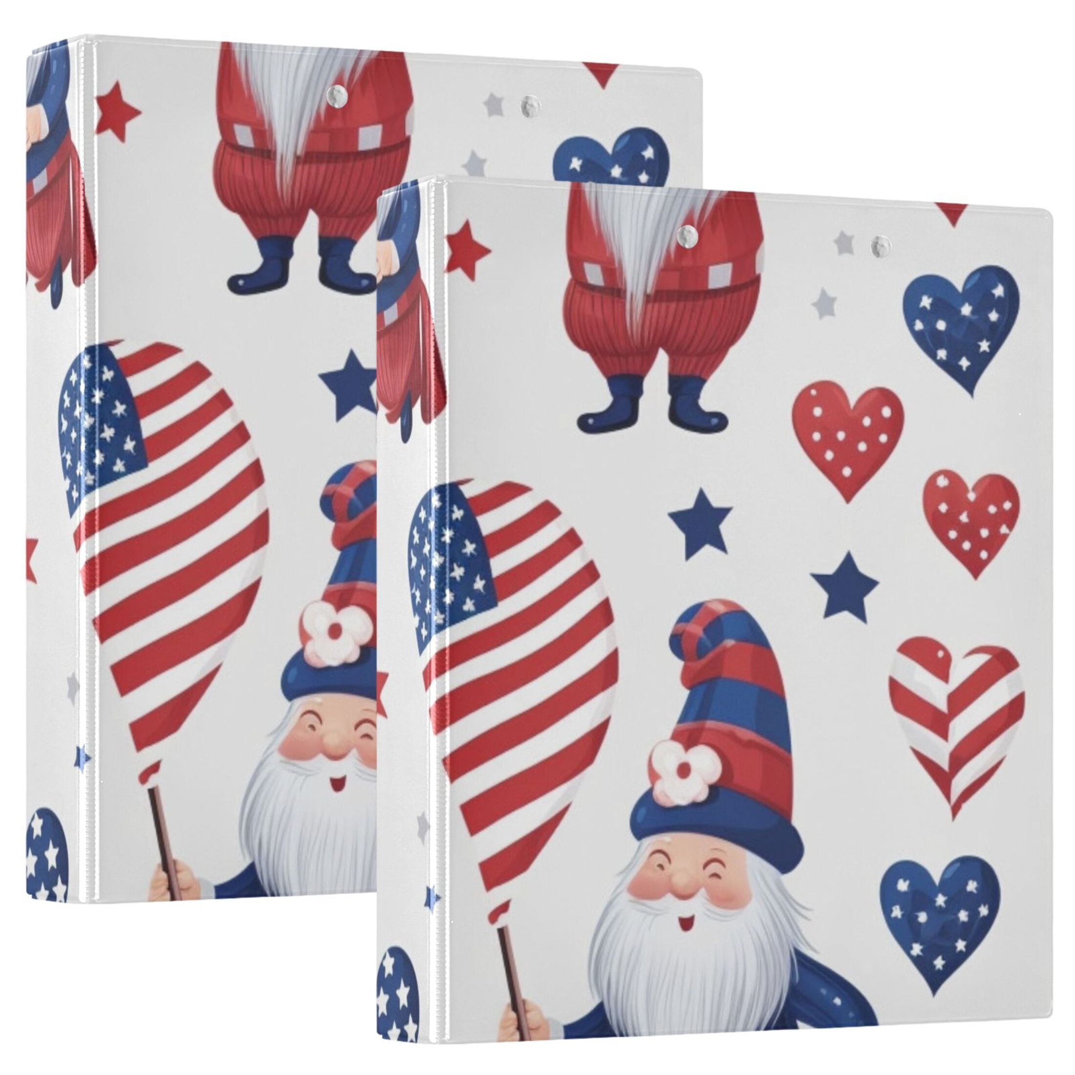 Gnomes American Flags 3 Ring Binders 1.5 inch Hardcover File Folders ...
