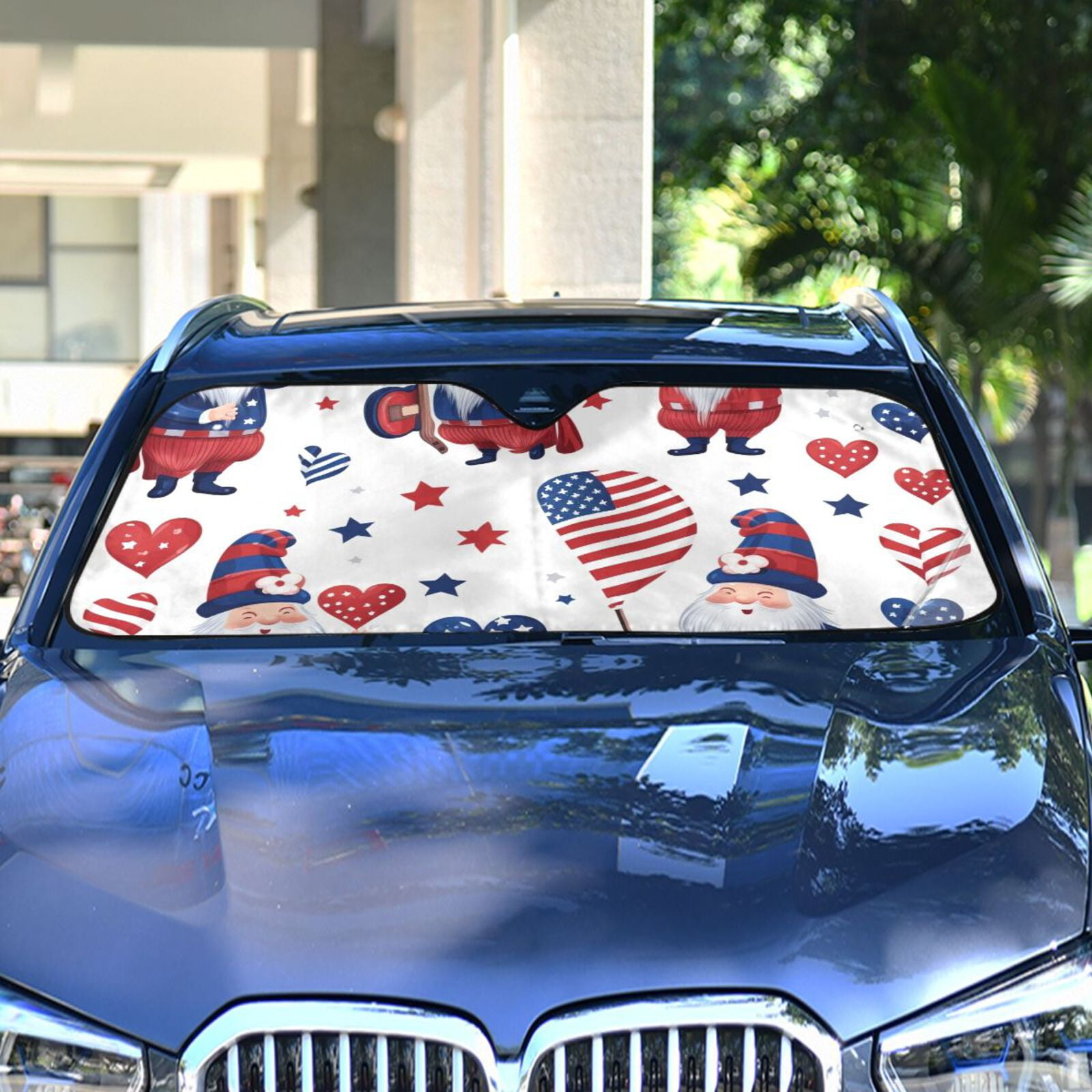 Gnomes American Flags Automotive Front Car Windshield Sun Shade ...