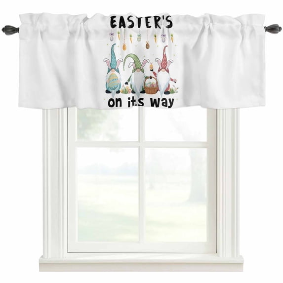 Gnomes Easter Rod Pocket Curtain Valance, Eggs Botanical Carrot ...