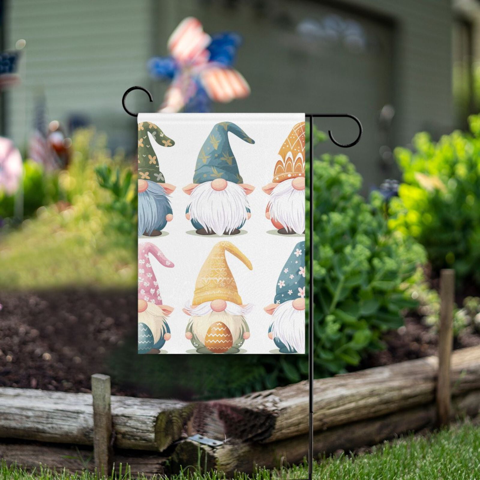 Gnomes Garden Flag Double Sided Outdoor Banners for Courtyard Outdoor ...