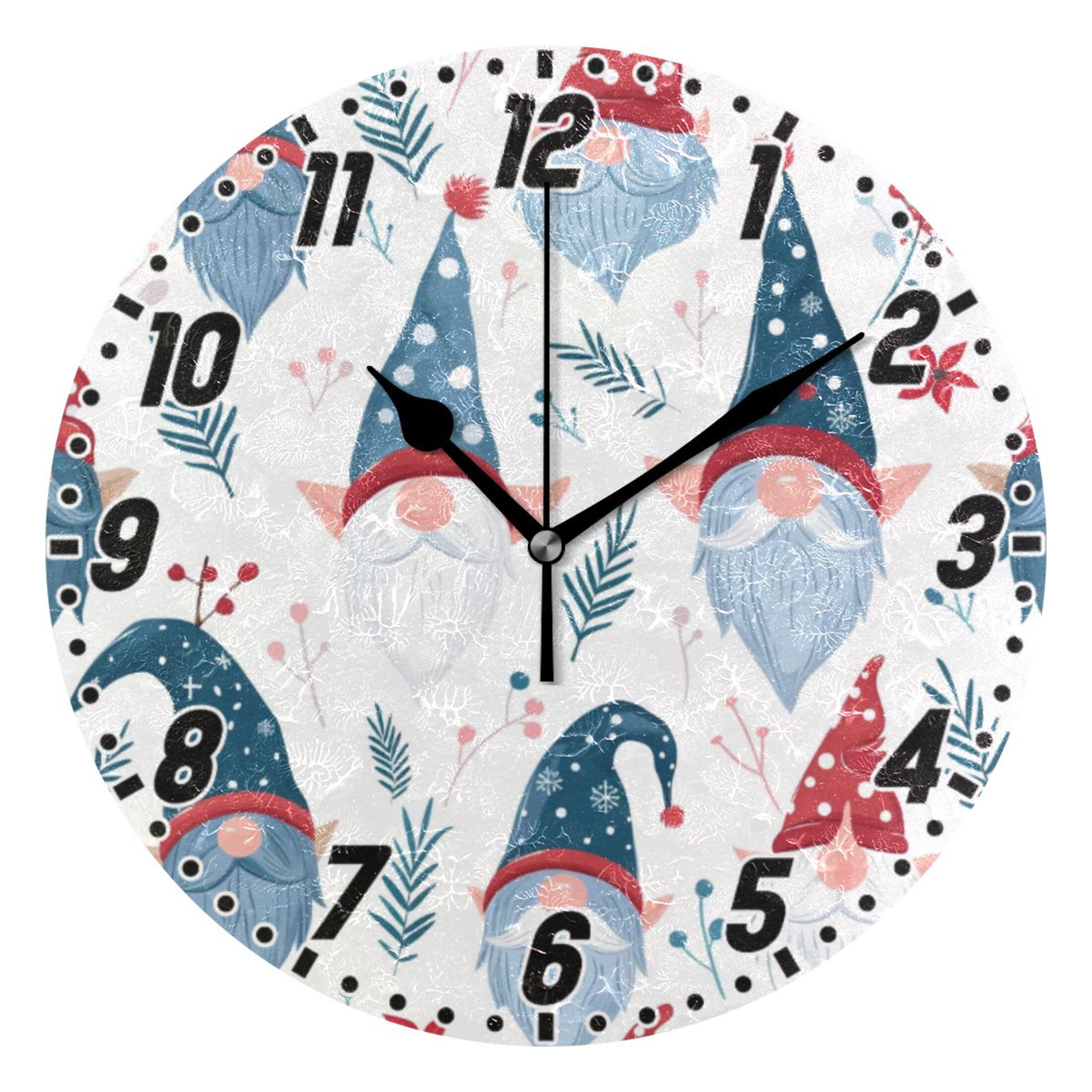 Gnomes Head and Leaf Wall Clock 9.8 inch Battery Operated Clocks Non ...