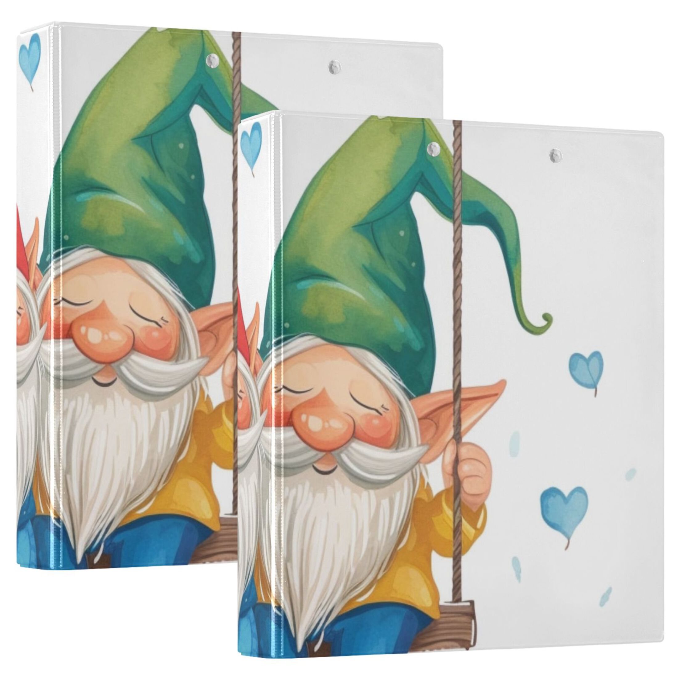 Gnomes Hearts Swing 3 Ring Binders 1.5 inch Hardcover File Folders with ...