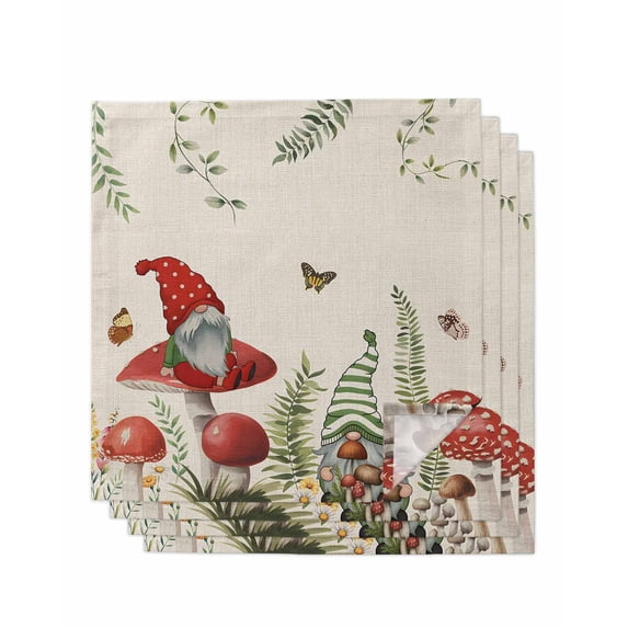 Gnomes Mushroom Cloth Napkins Set of 4 Reusable Dinner Napkins ...