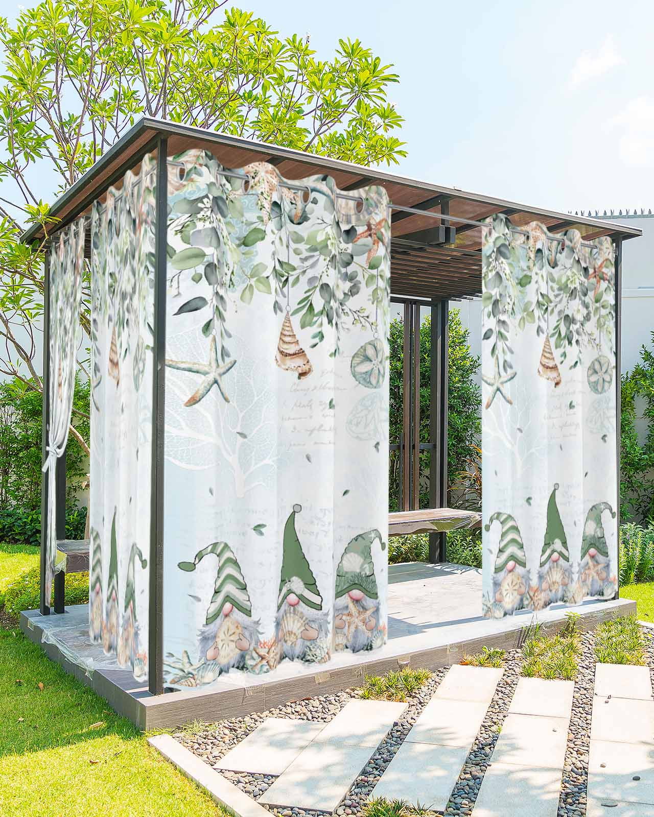 Gnomes Ocean Outdoor Curtains for Patio Waterproof,Sage Green ...