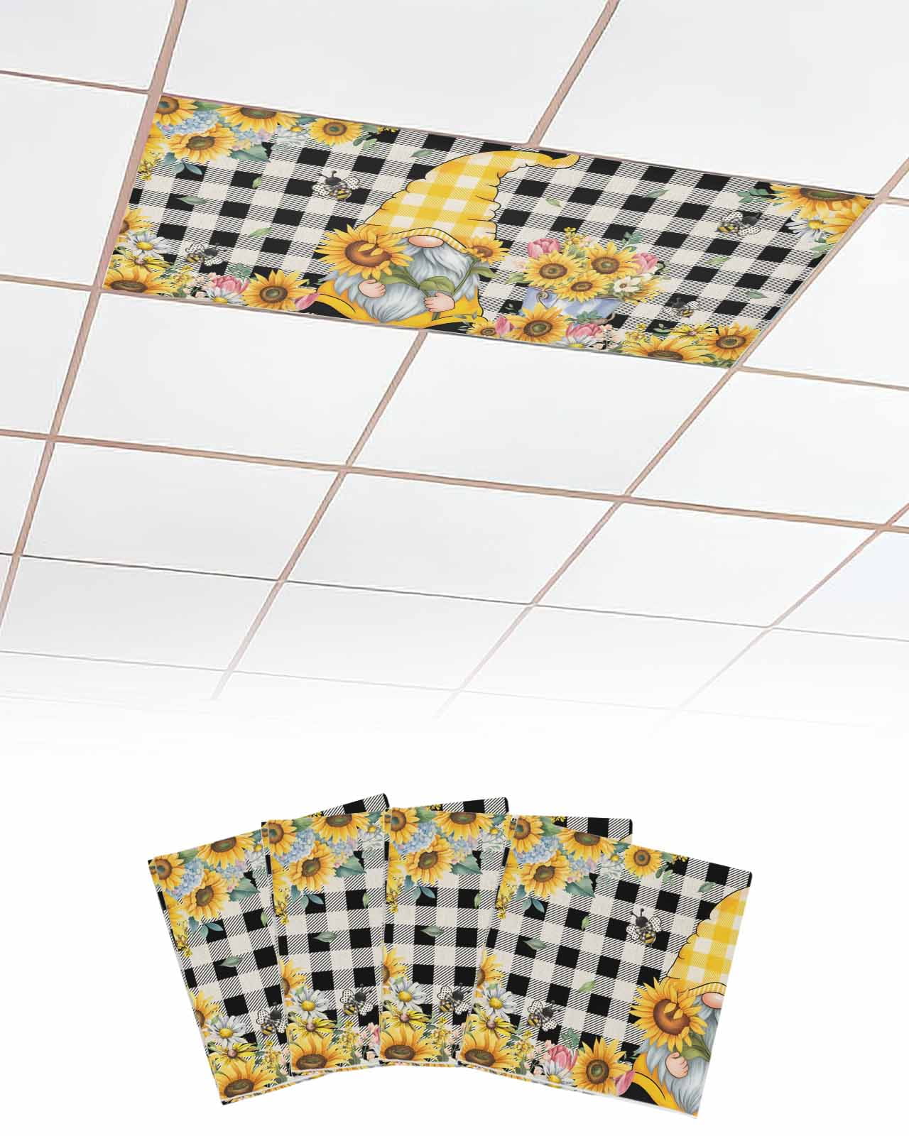 Gnomes Plaid Fluorescent Light Covers for Ceiling Lights 4x2 feet,4 ...