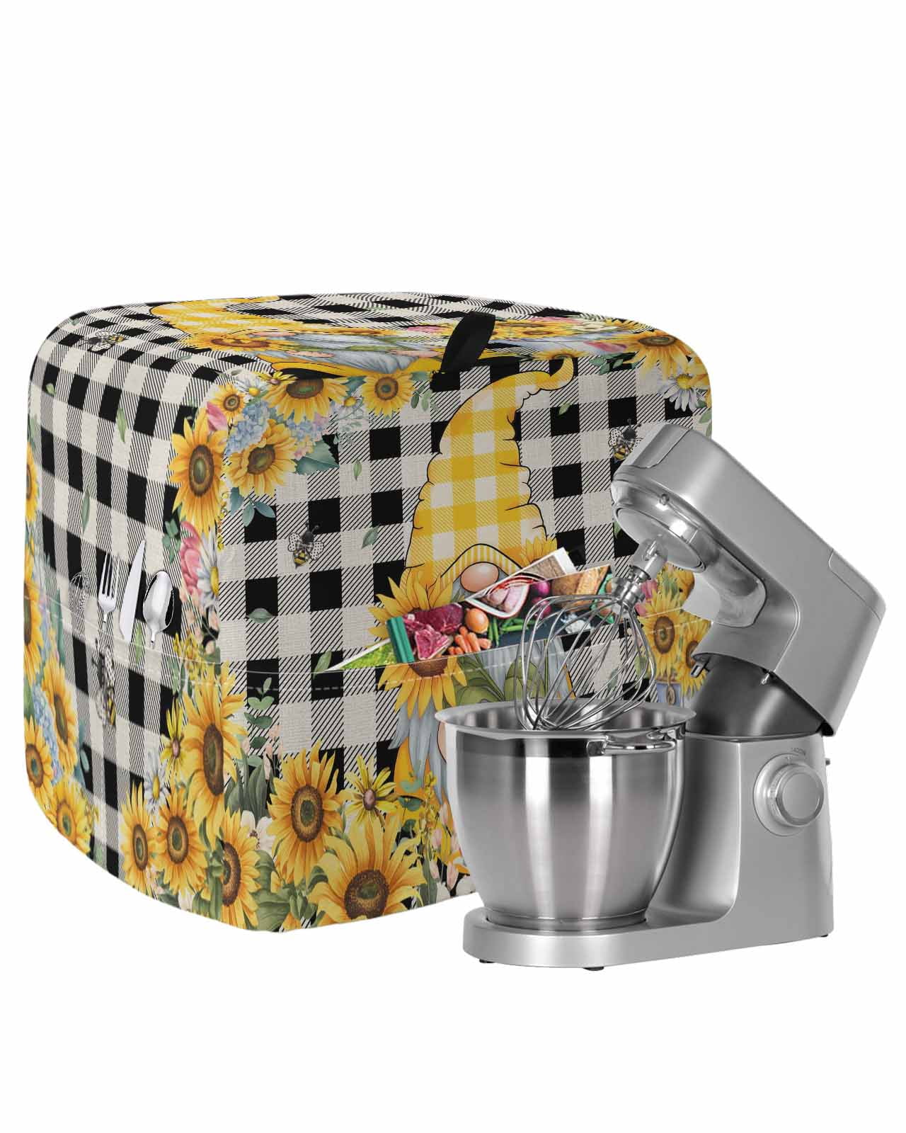 Gnomes Plaid Stand Mixer Dust Cover with Storage Pocket & Handles ...