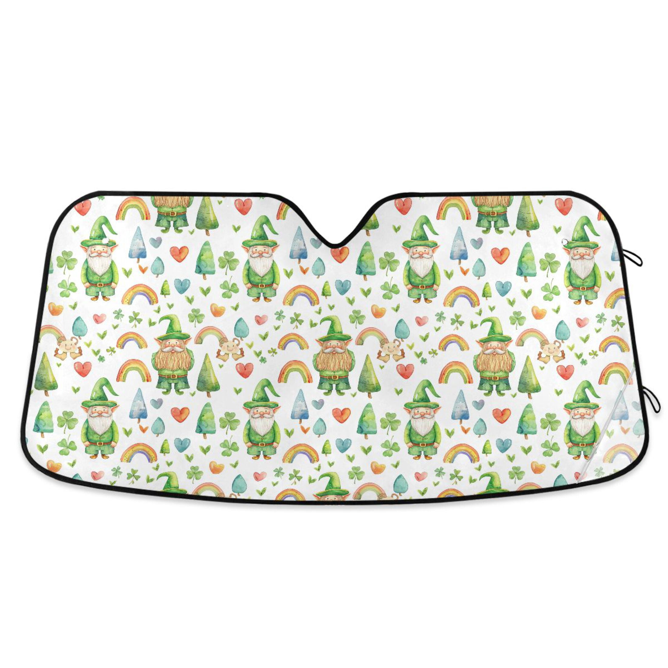 Gnomes Shamrock Tree Rainbow Car Windshield Sun Shade Foldable Car ...
