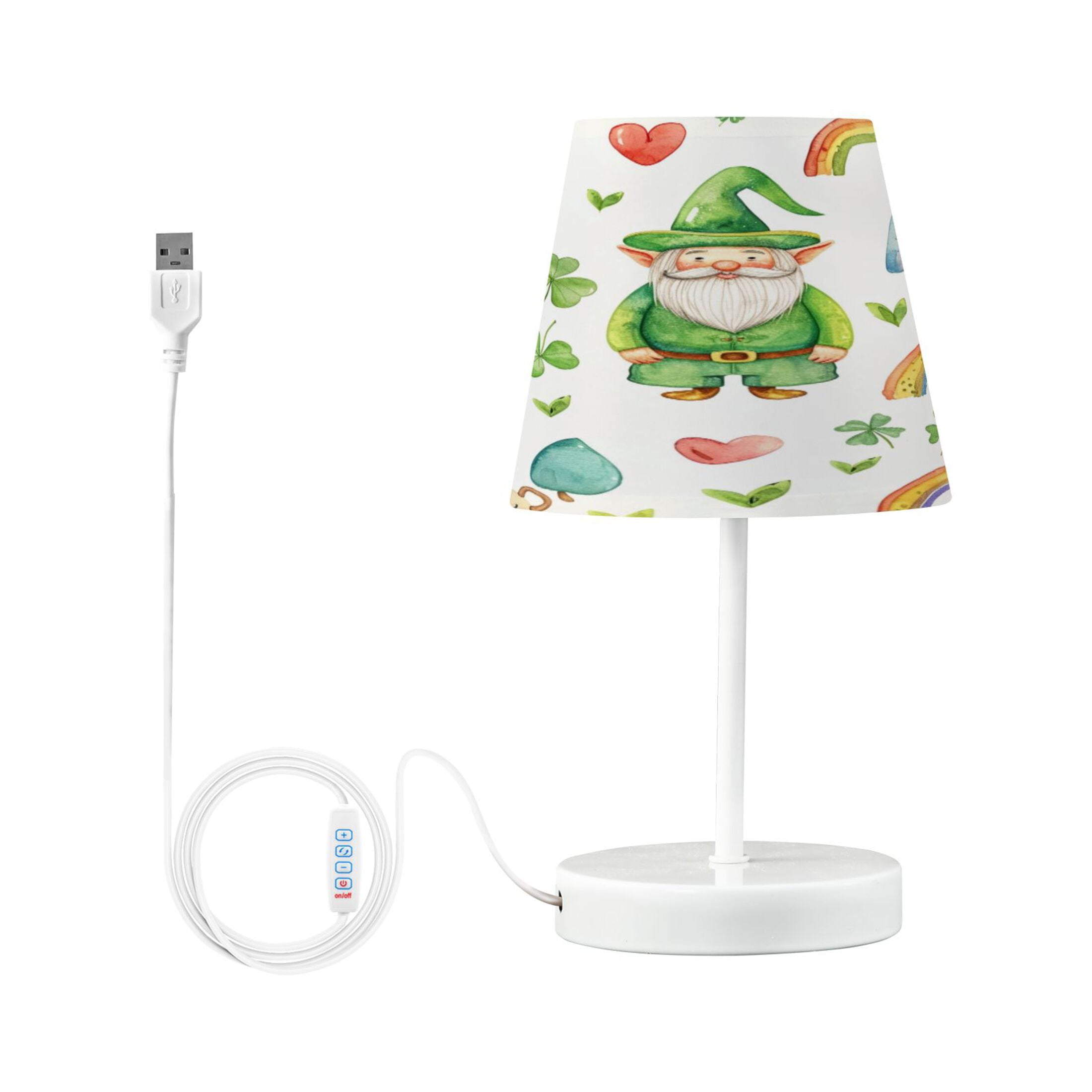 Gnomes Shamrock Tree Rainbow Desk Lamp LED Table Nightstand Lamps with ...