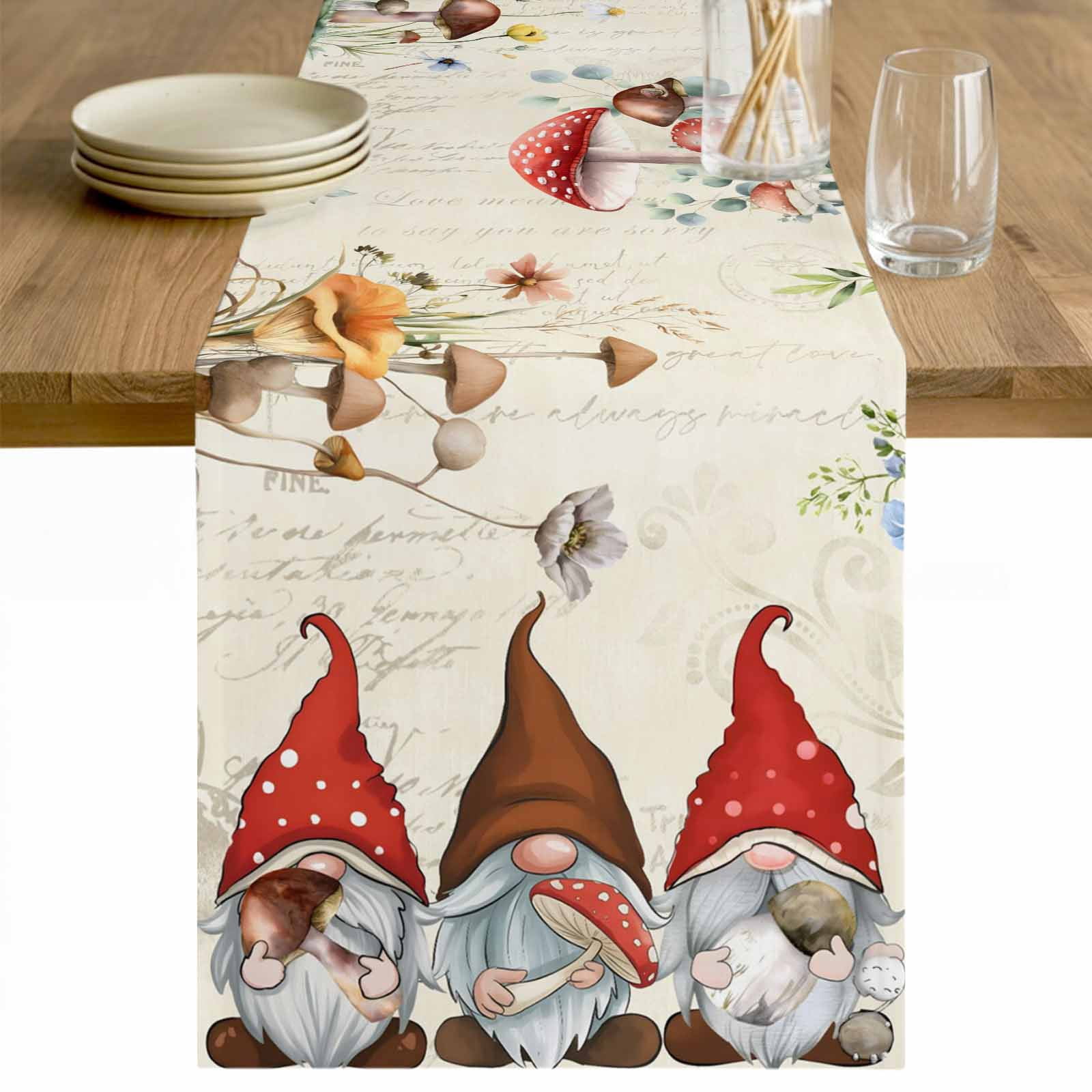 Gnomes Spring Floral Table Runner 120 Inches Long Farmhouse Dress ...