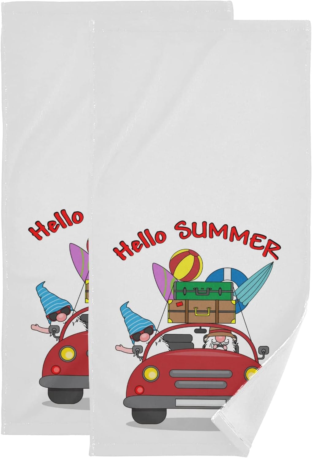 Gnomes Vacation Kitchen Hand Towels 2 PCS, Hello Summer Fingertip Bath Towels Ultra Soft and ...