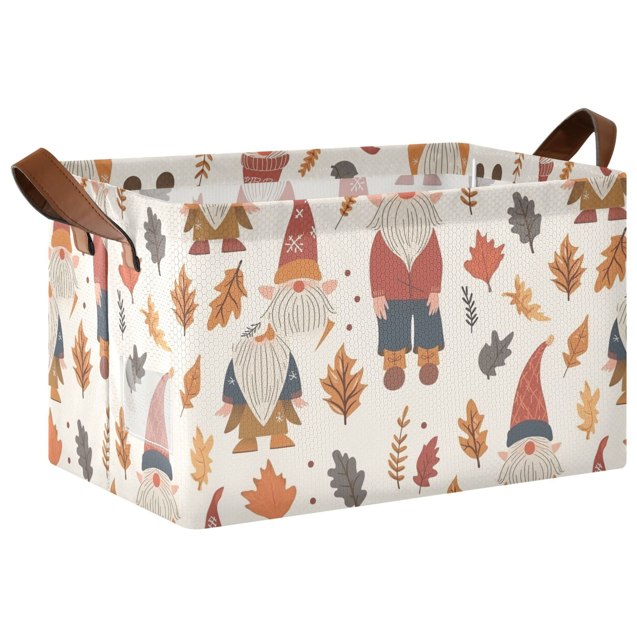 Gnomes and Fall Leaf Collapsible Storage Bins Fabric Shelf Baskets with ...