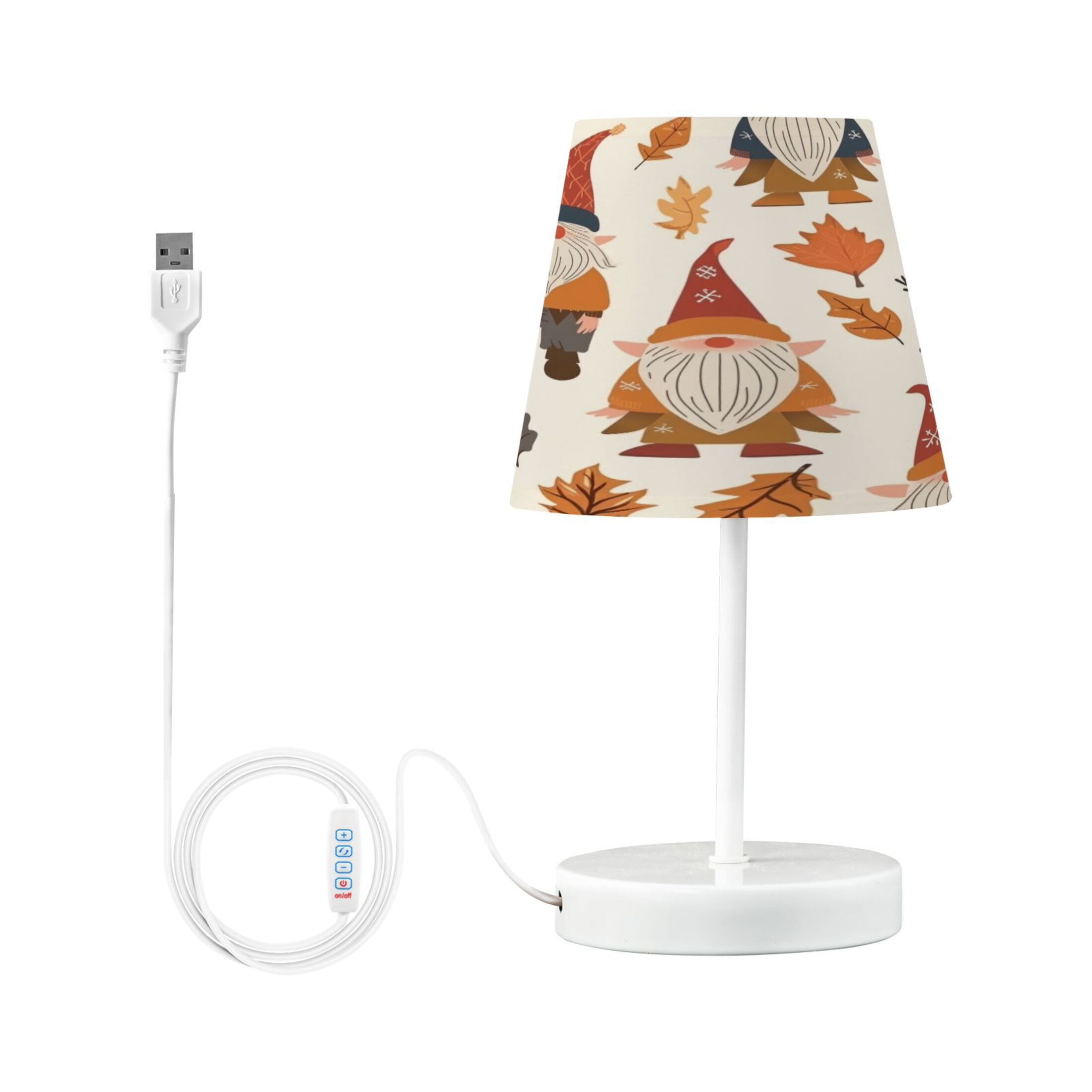 Gnomes and Fall Leaf Desk Lamp LED Table Nightstand Lamps with 3 Color ...