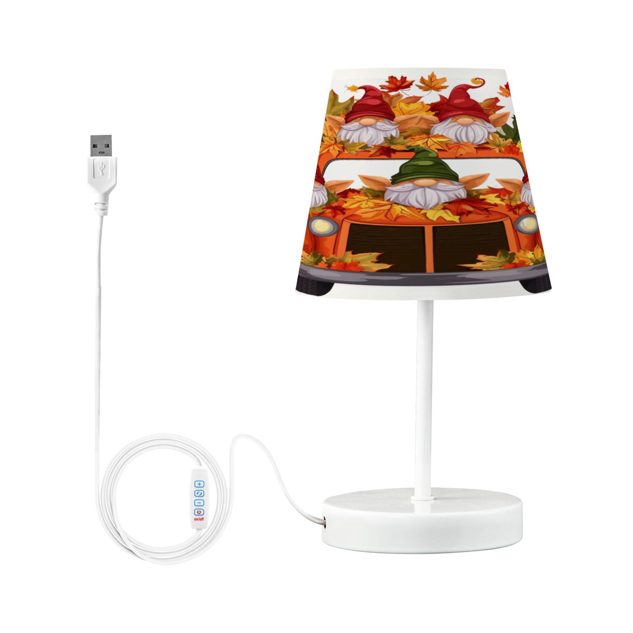 Gnomes and Flowers on Car Desk Lamp LED Table Nightstand Lamps with 3 ...