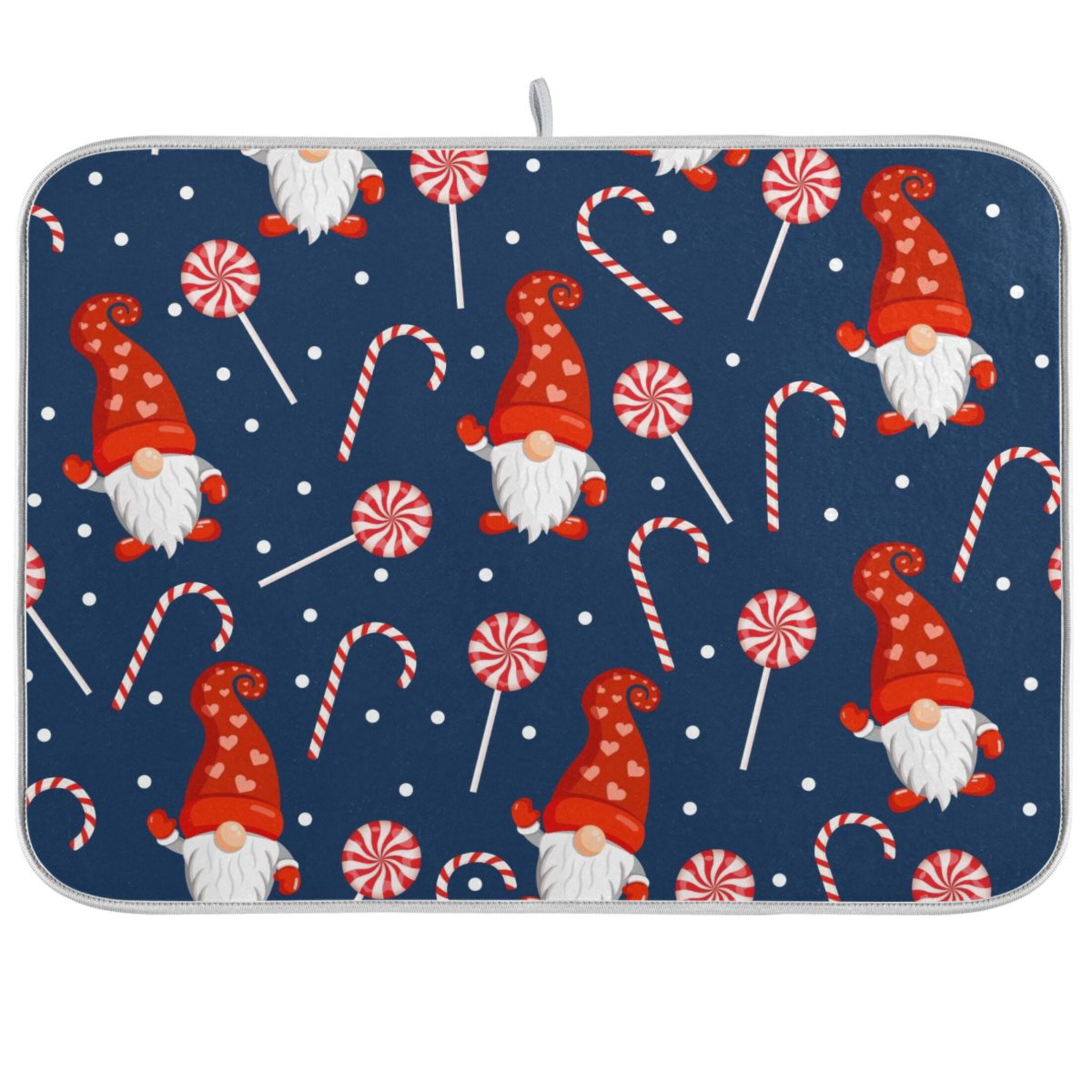Gnomes and Red Candies Dish Drying Mat Microfiber Kitchen Mats Large ...