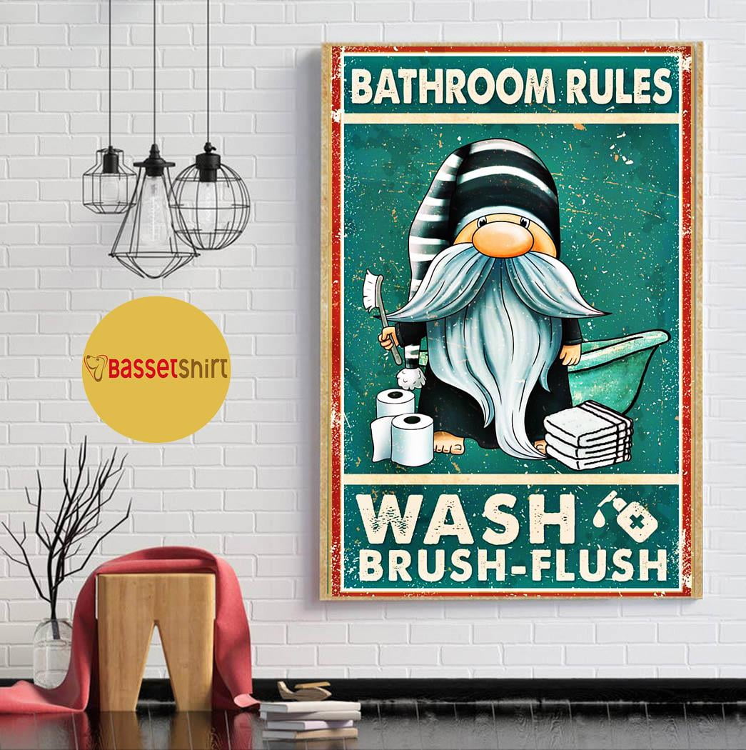 Gnomes bathroom rules wash brush flush poster 11 x 17 Inch Poster ...