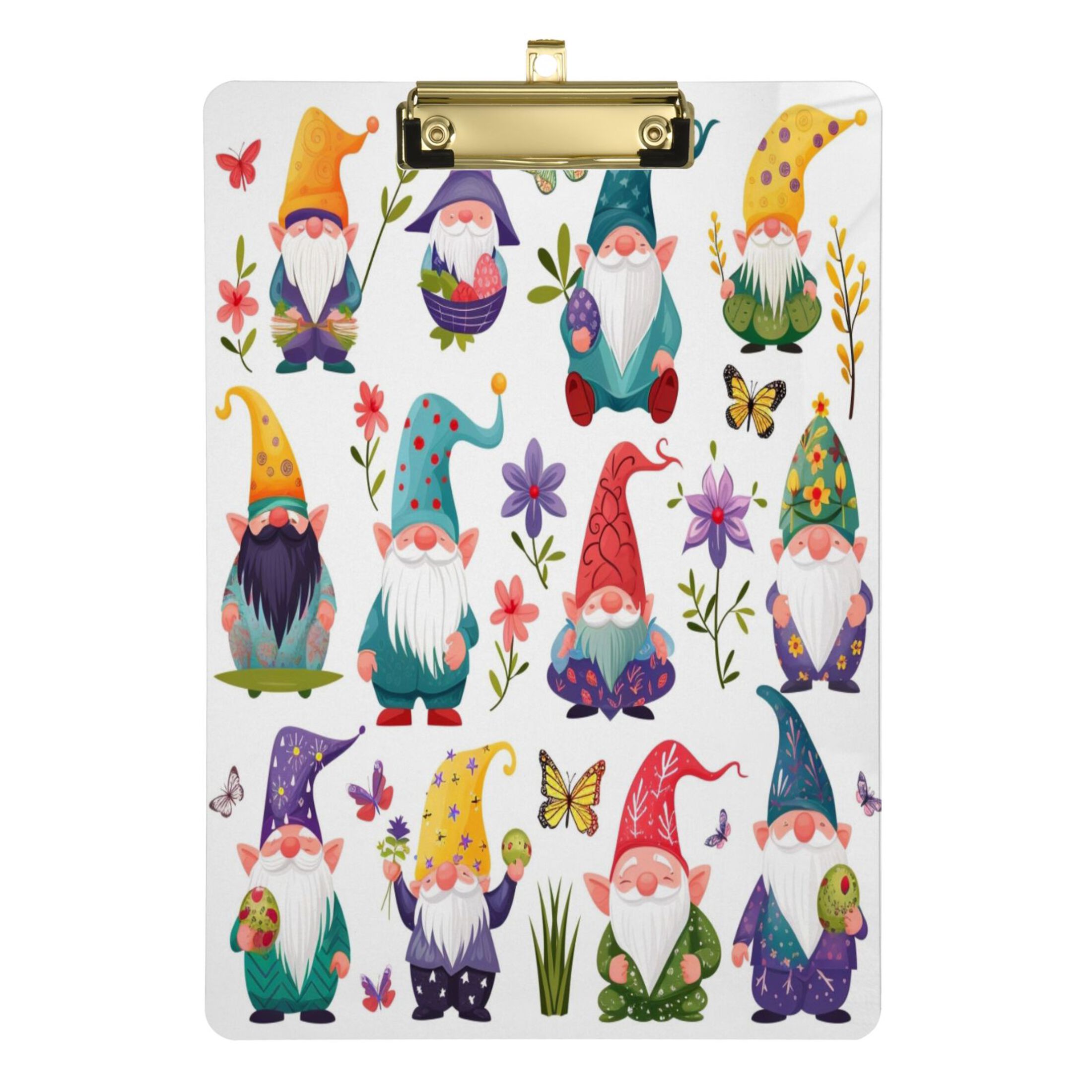 Gnomes with Butterflies Acrylic Clipboards A4 Standard Letter Size ...