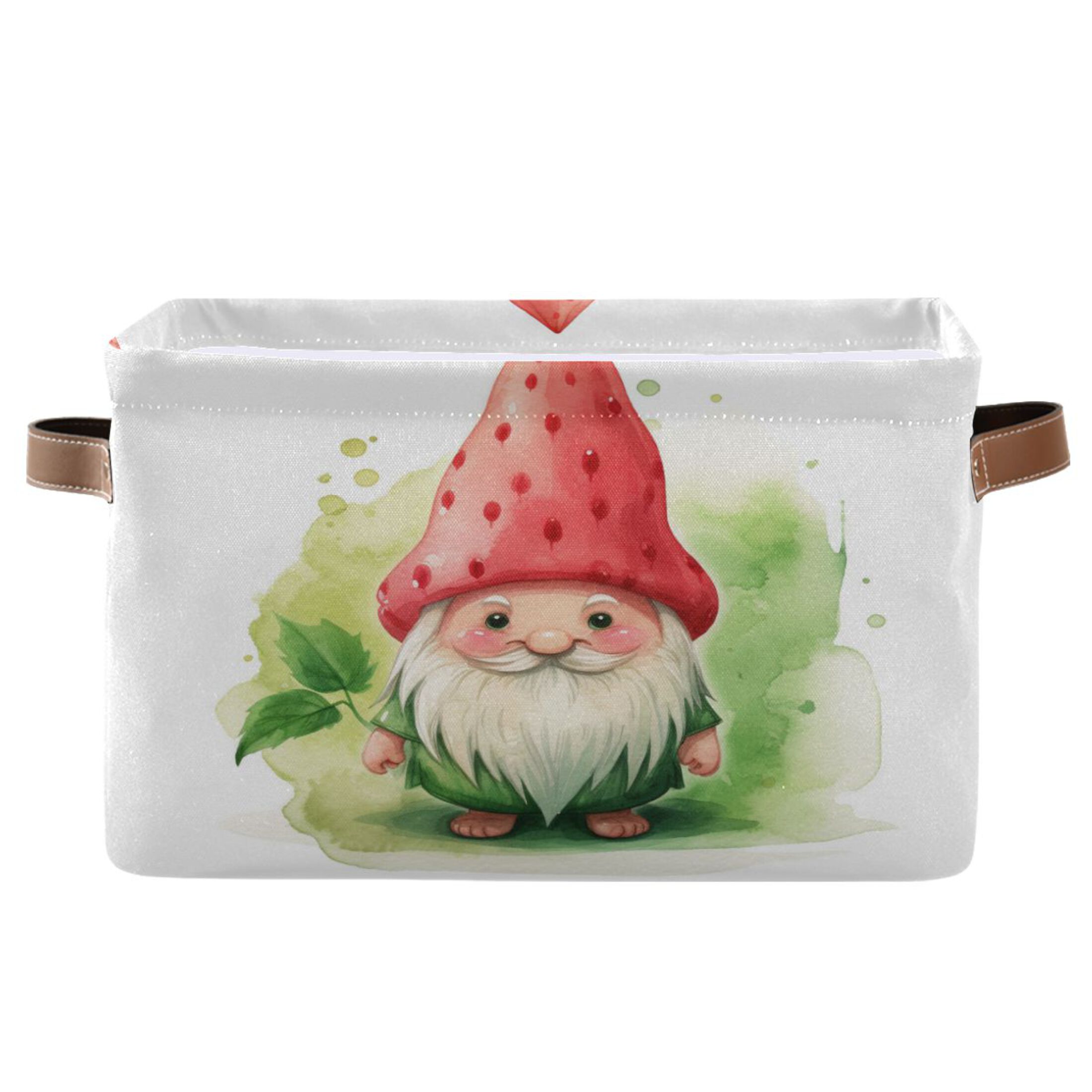 Gnomes with Green Leaves Storage Bins with Handle Fabric Organizer ...